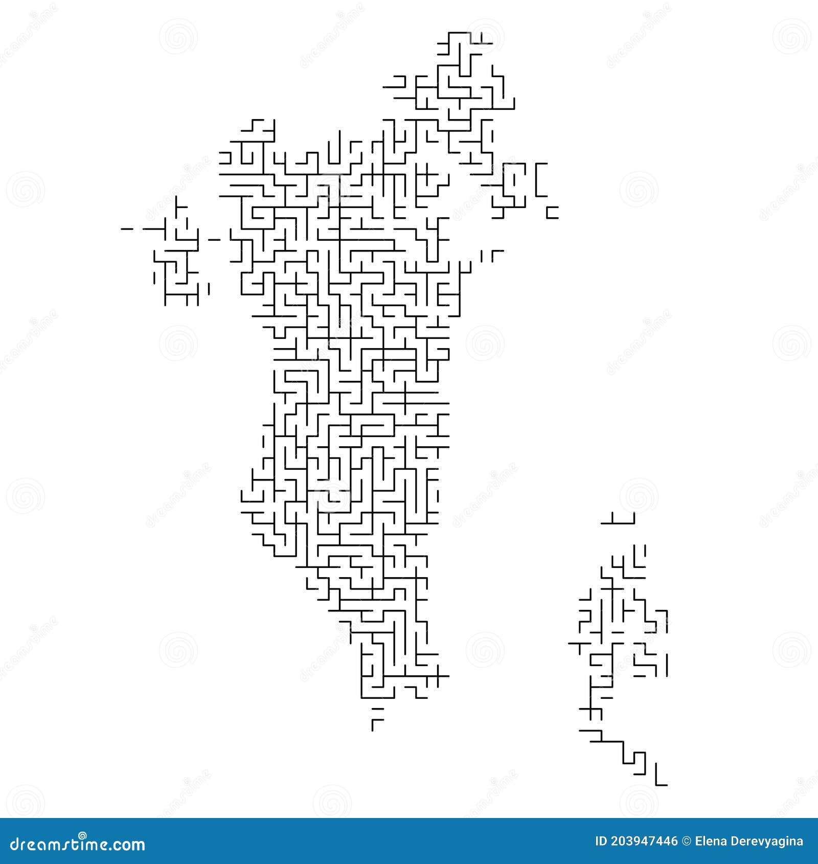 Bahrain Map from Black Pattern of the Maze Grid. Vector Illustration ...