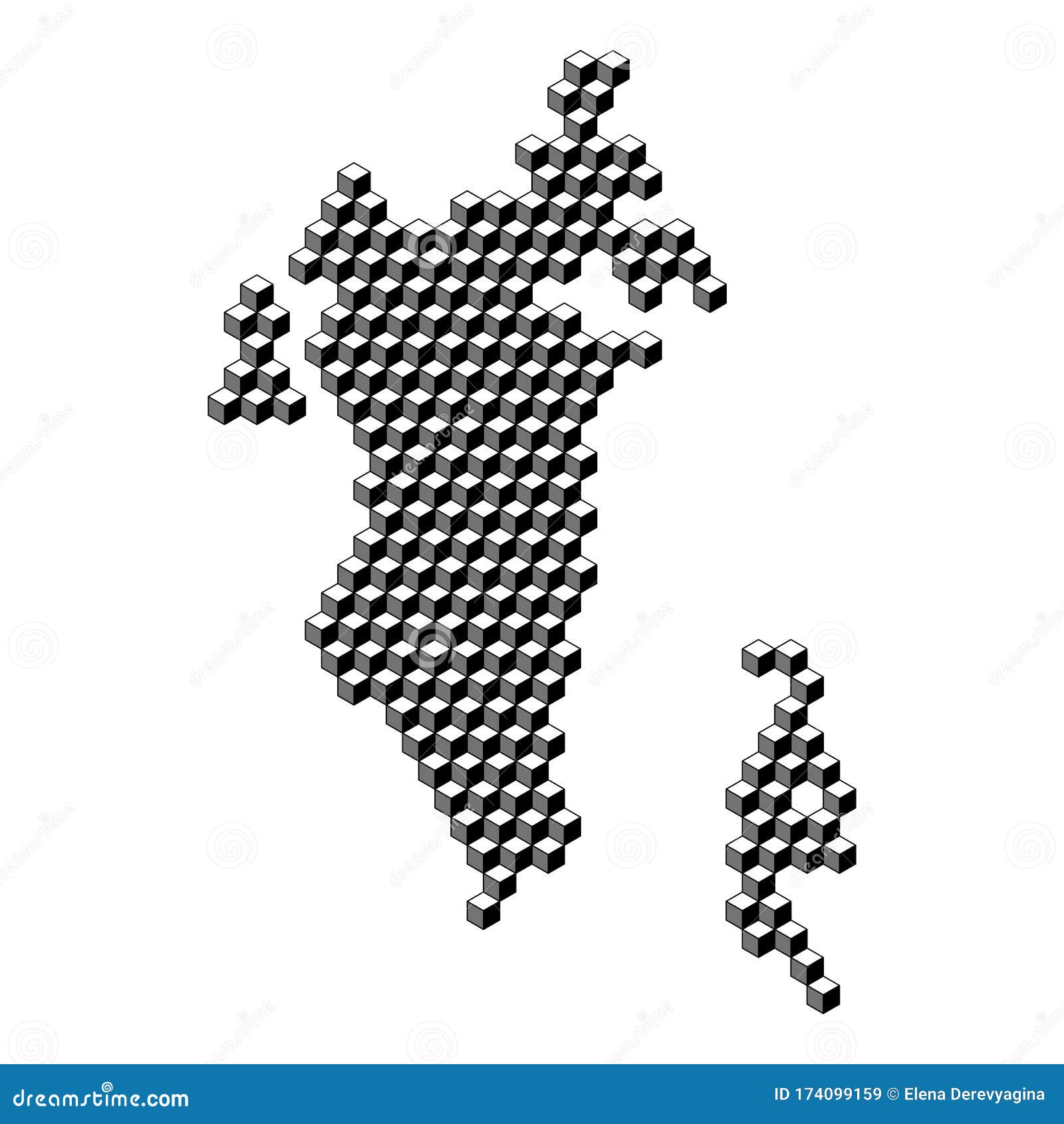 Map Of Bahrain. 3D Isometric Perspective Illustration Stock Image ...