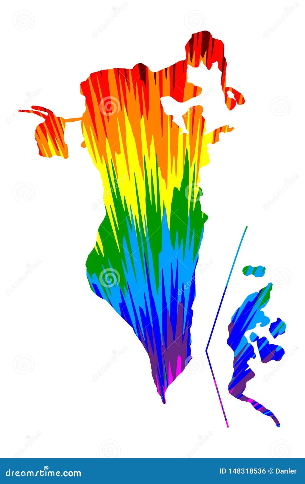 Bahrain Map. Colorful Cuntry Map Of Bahrain With All States Cartoon ...