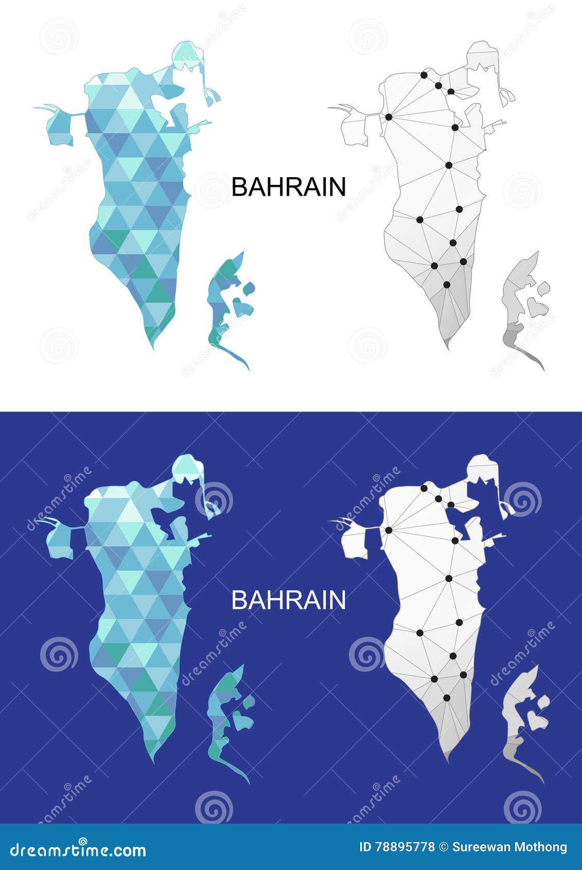 Bahrain Map in Geometric Polygonal Style. Abstract Gems Triangle. Stock ...