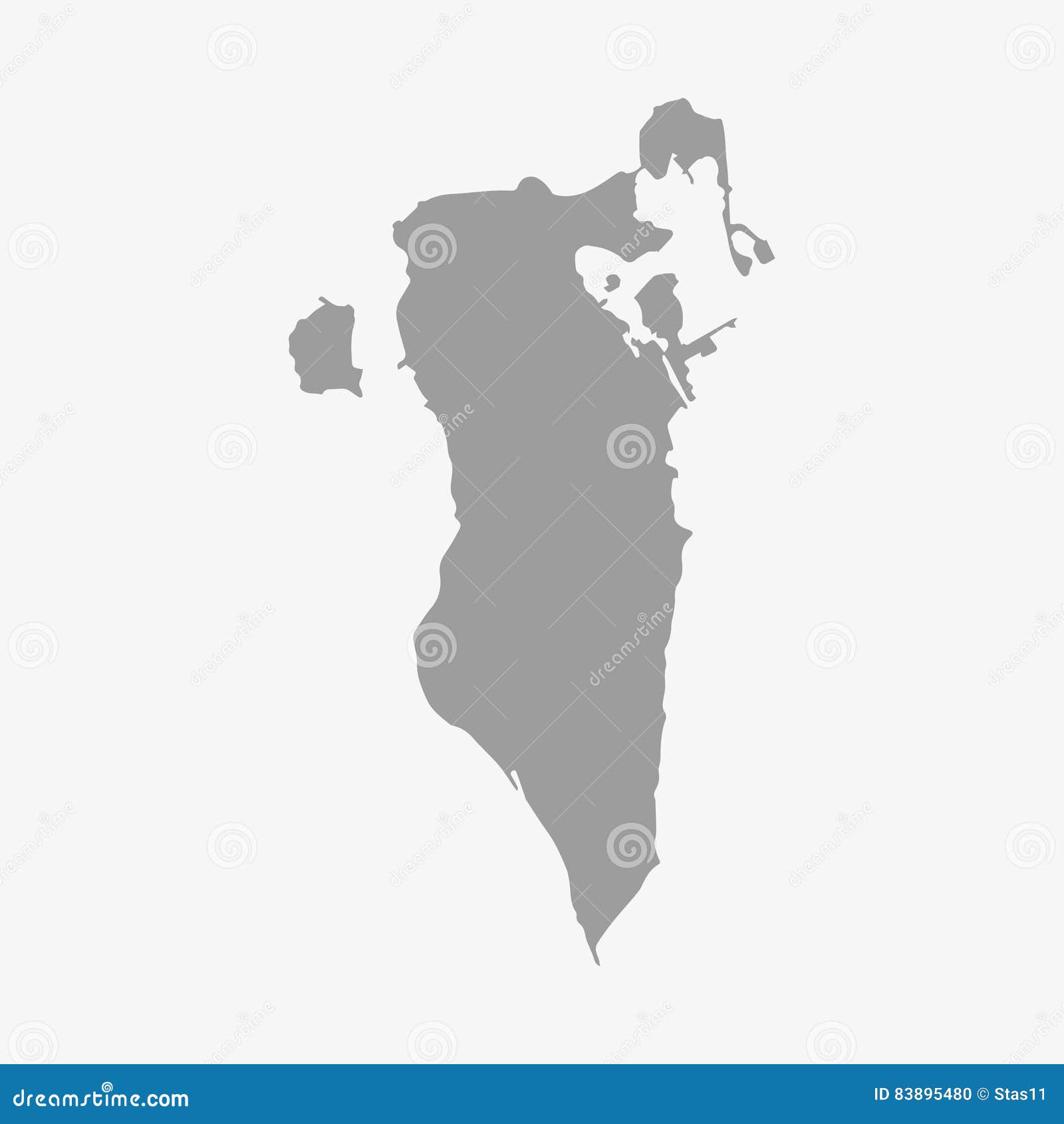 Bahrain Map in Gray on a White Background Stock Illustration ...