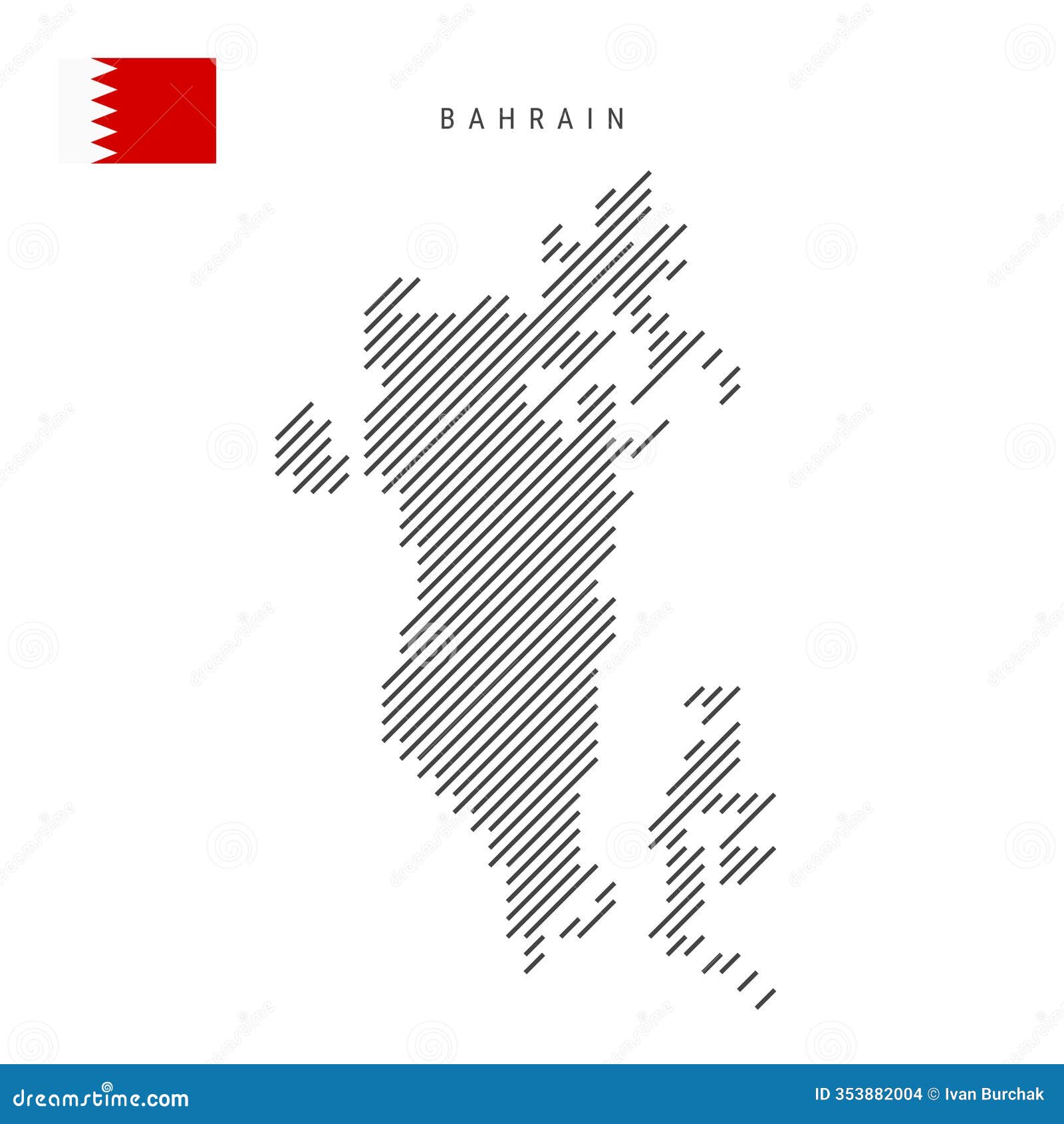 Bahrain Map From Pattern Of Black Slanted Parallel Lines. Flat Vector ...