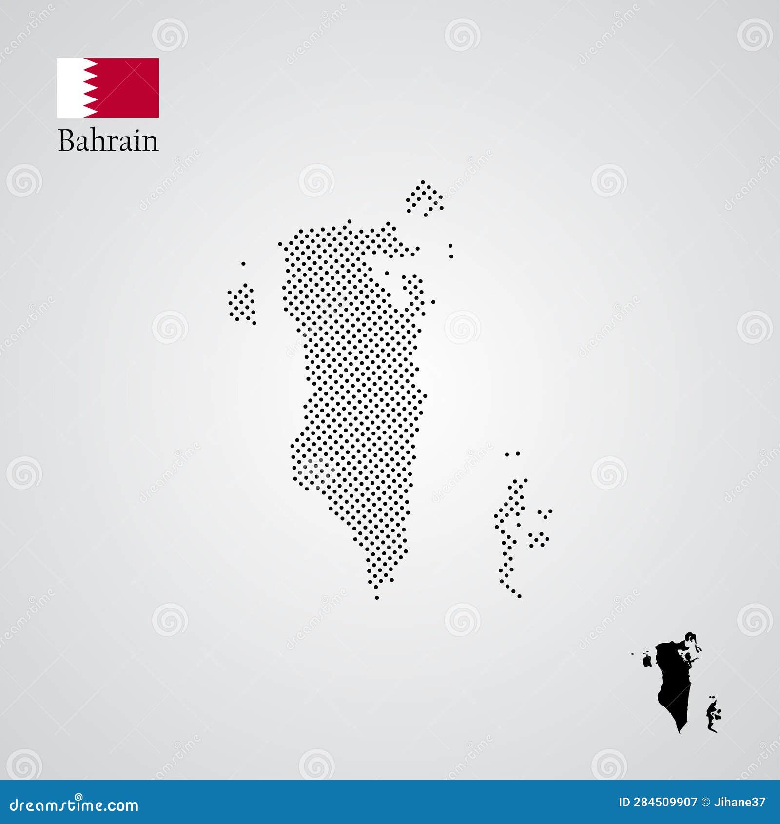 Bahrain Map Silhouette Halftone Style Stock Illustration - Illustration ...