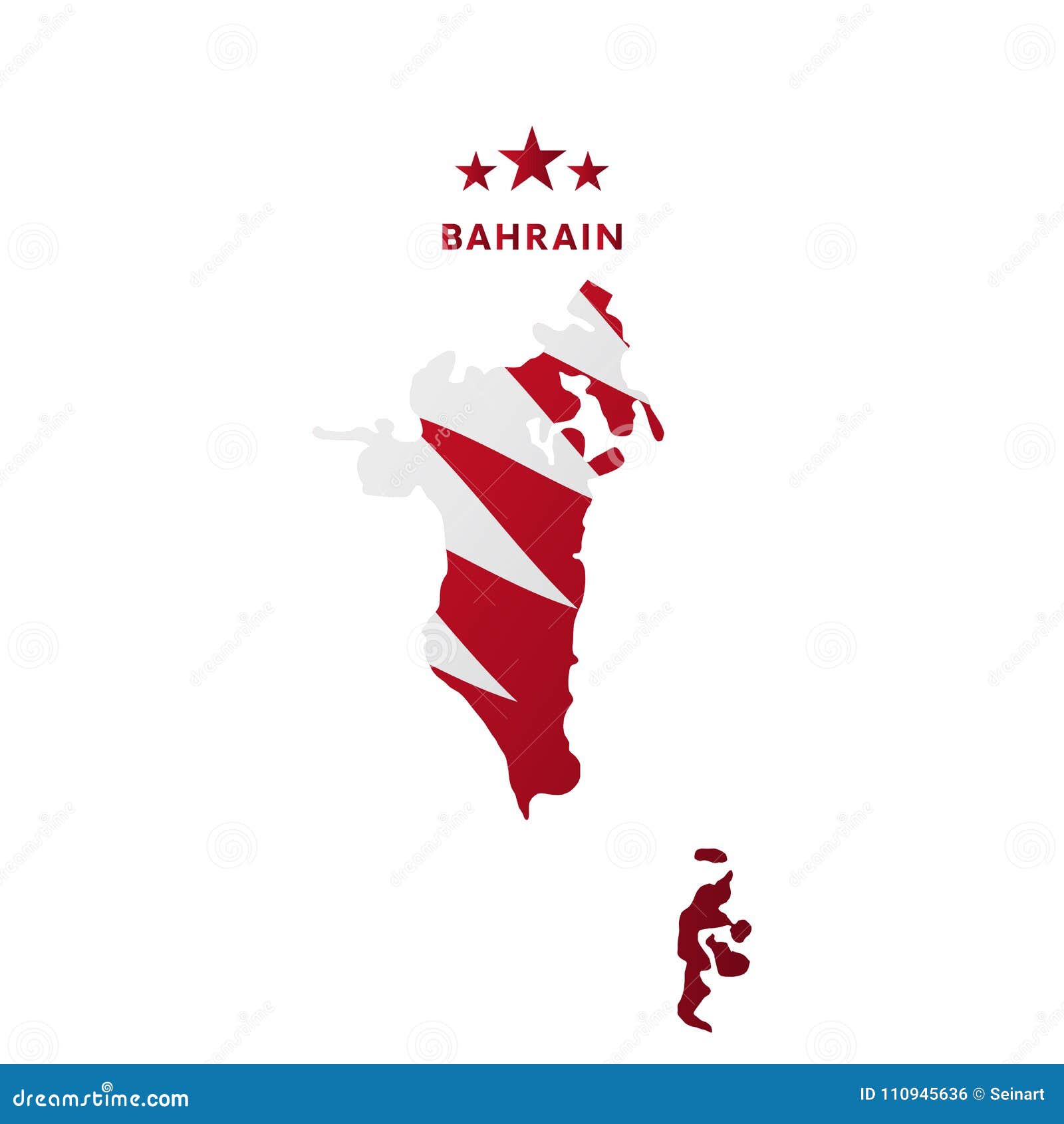 Bahrain Map with Waving Flag. Vector Illustration. Stock Illustration ...