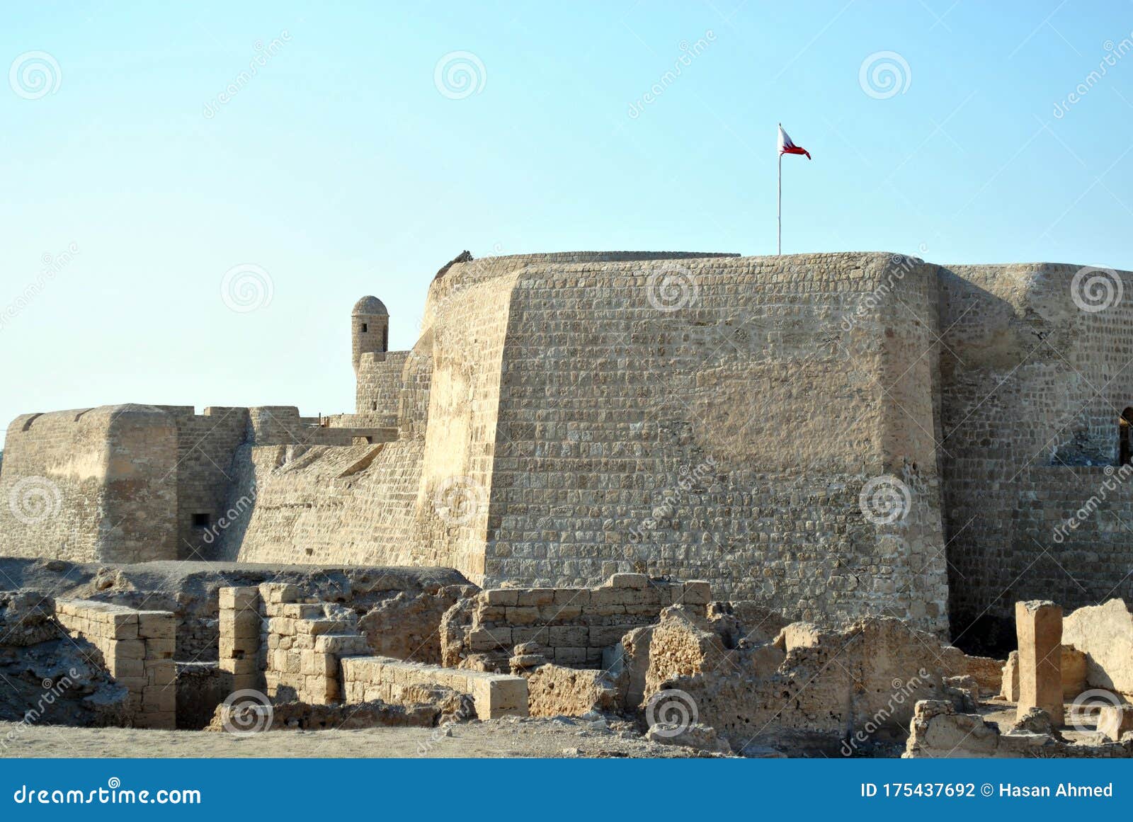 Bahrain National Fort View at Sunny Day Stock Photo - Image of blue ...