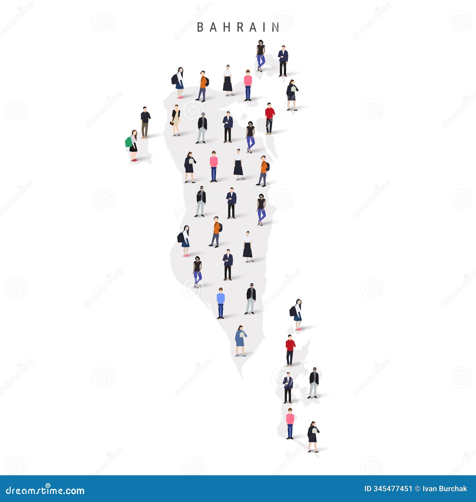Bahrain People Icon Map. Stylized Vector Silhouette Of Bahrain ...