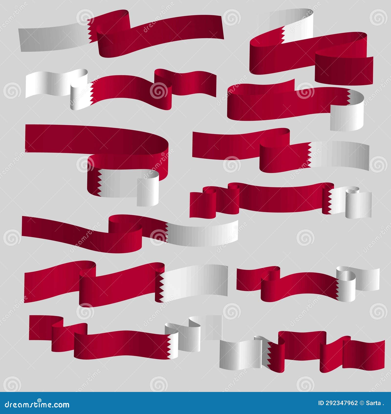 Bahrain Ribbon Flag Vector Bundle Set Stock Illustration - Illustration ...