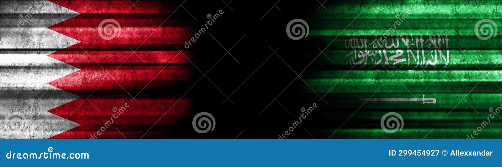 Bahrain and Saudi Arabia Flags on Black Stock Image - Image of concept ...