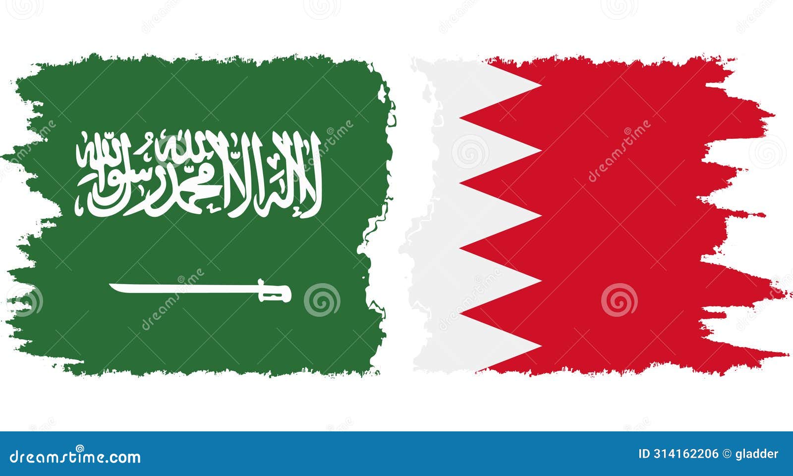 Bahrain and Saudi Arabia Grunge Flags Connection Vector Stock Vector ...