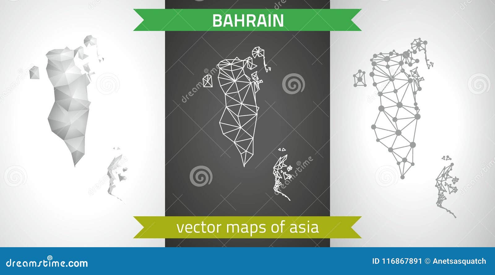 Bahrain Set of Grey and Silver Mosaic 3d Polygonal Maps. Graphic Vector ...