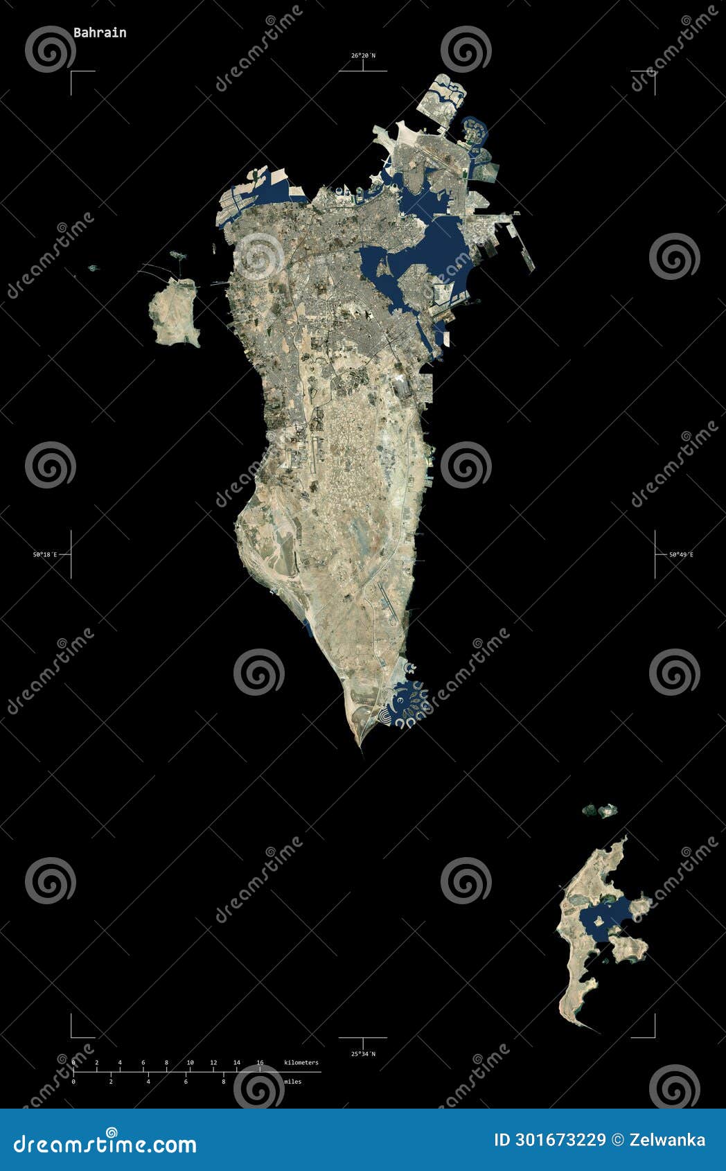 Bahrain Shape on Black. Low-res Satellite Stock Illustration ...