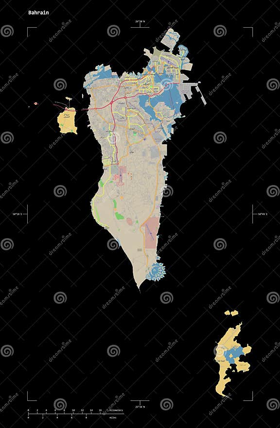 Bahrain Shape on Black. Topo Standard Stock Illustration - Illustration ...