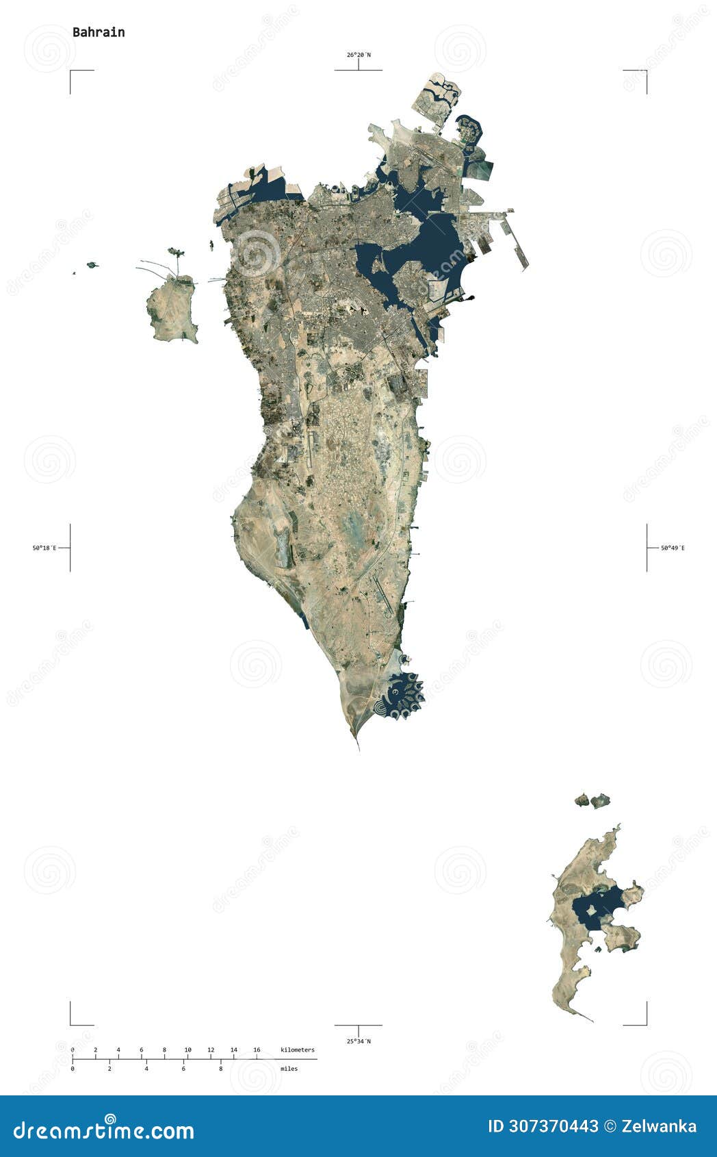 Bahrain Shape on White. High-res Satellite Stock Illustration ...