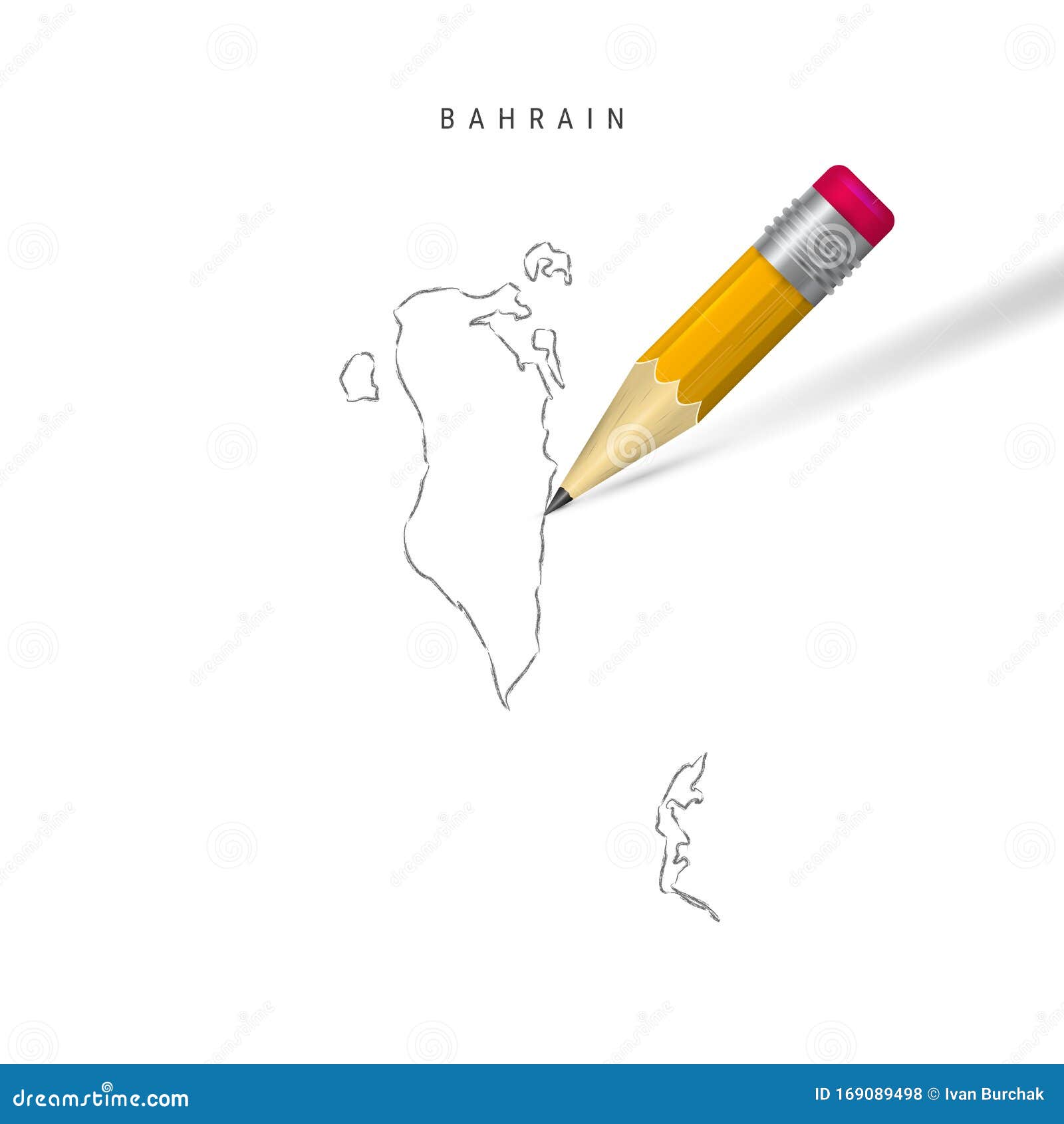 Bahrain Freehand Sketch Outline Vector Map Isolated On White Background ...