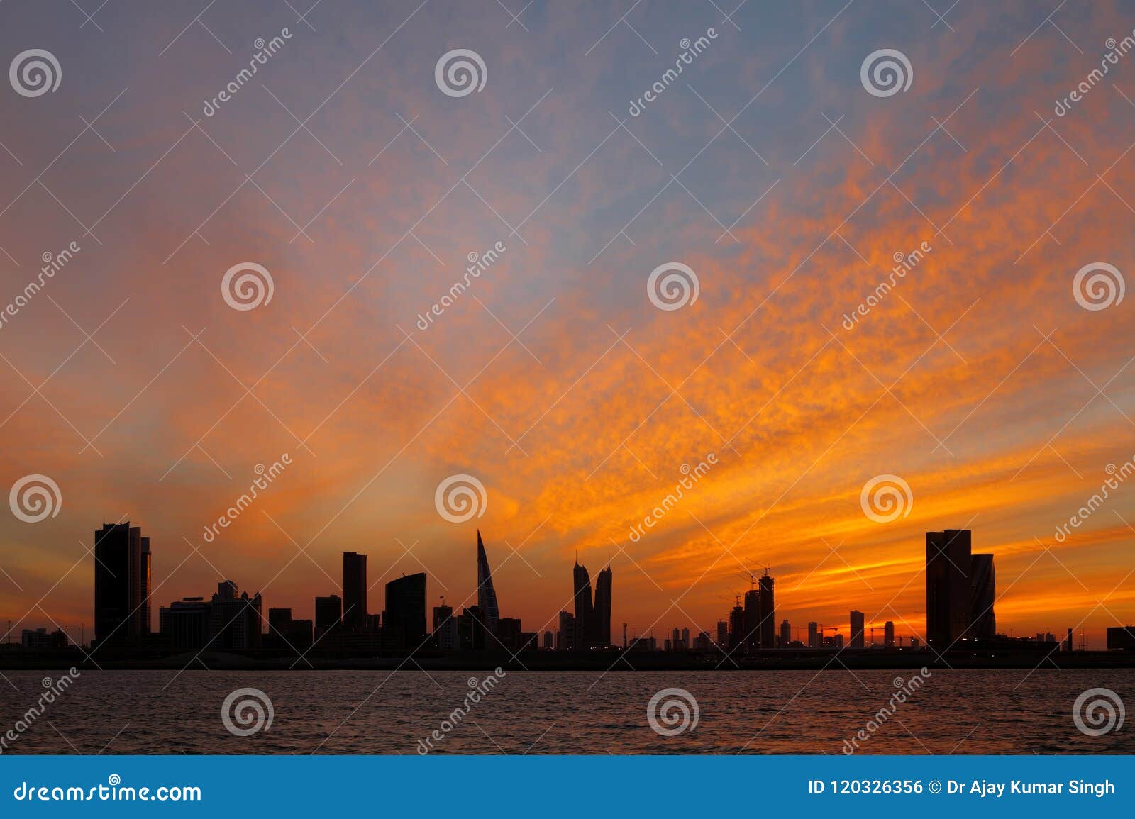 Bahrain Skyline and Beautiful Sunset, HDR Stock Photo - Image of ...
