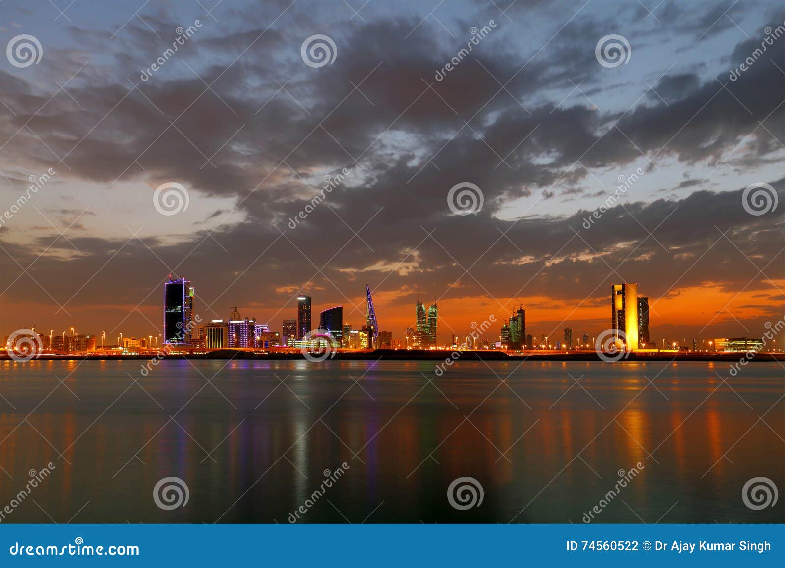 Bahrain Skyline during Blue Hour, HDR Stock Photo - Image of hdra ...