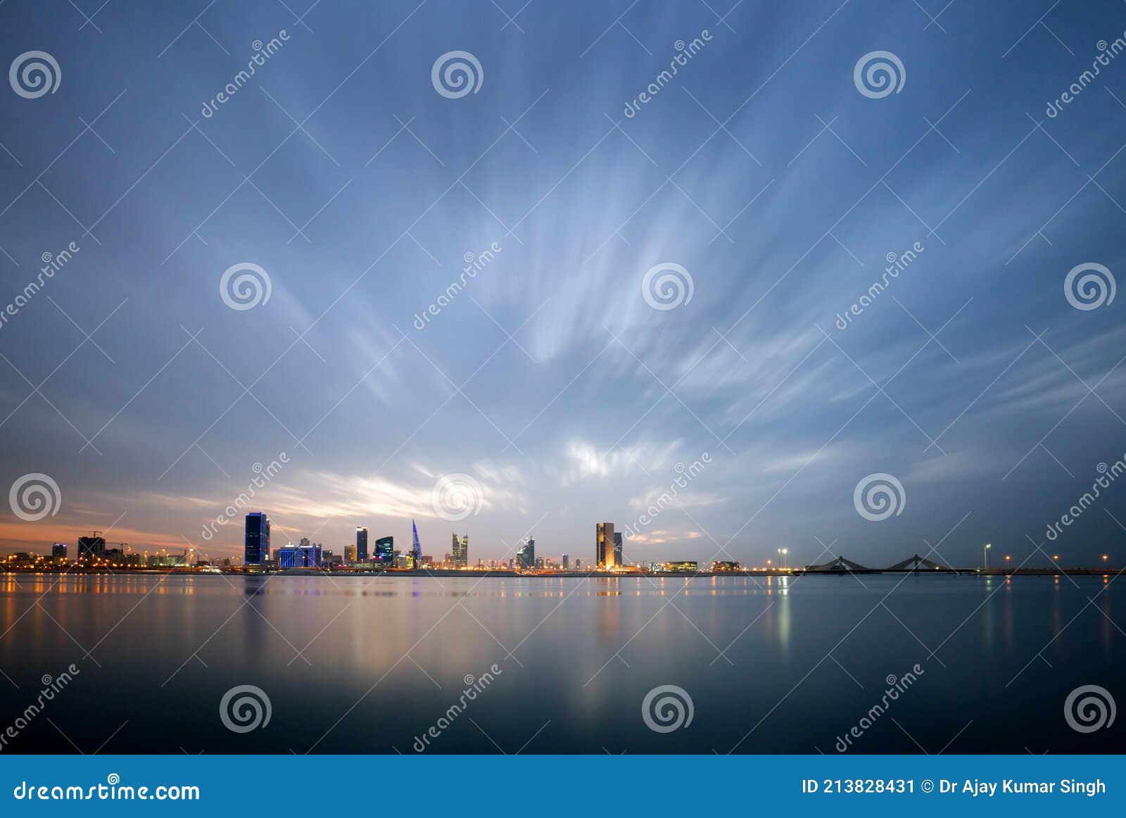 Bahrain Skyline during Blue Hours after Sunset Stock Image - Image of ...