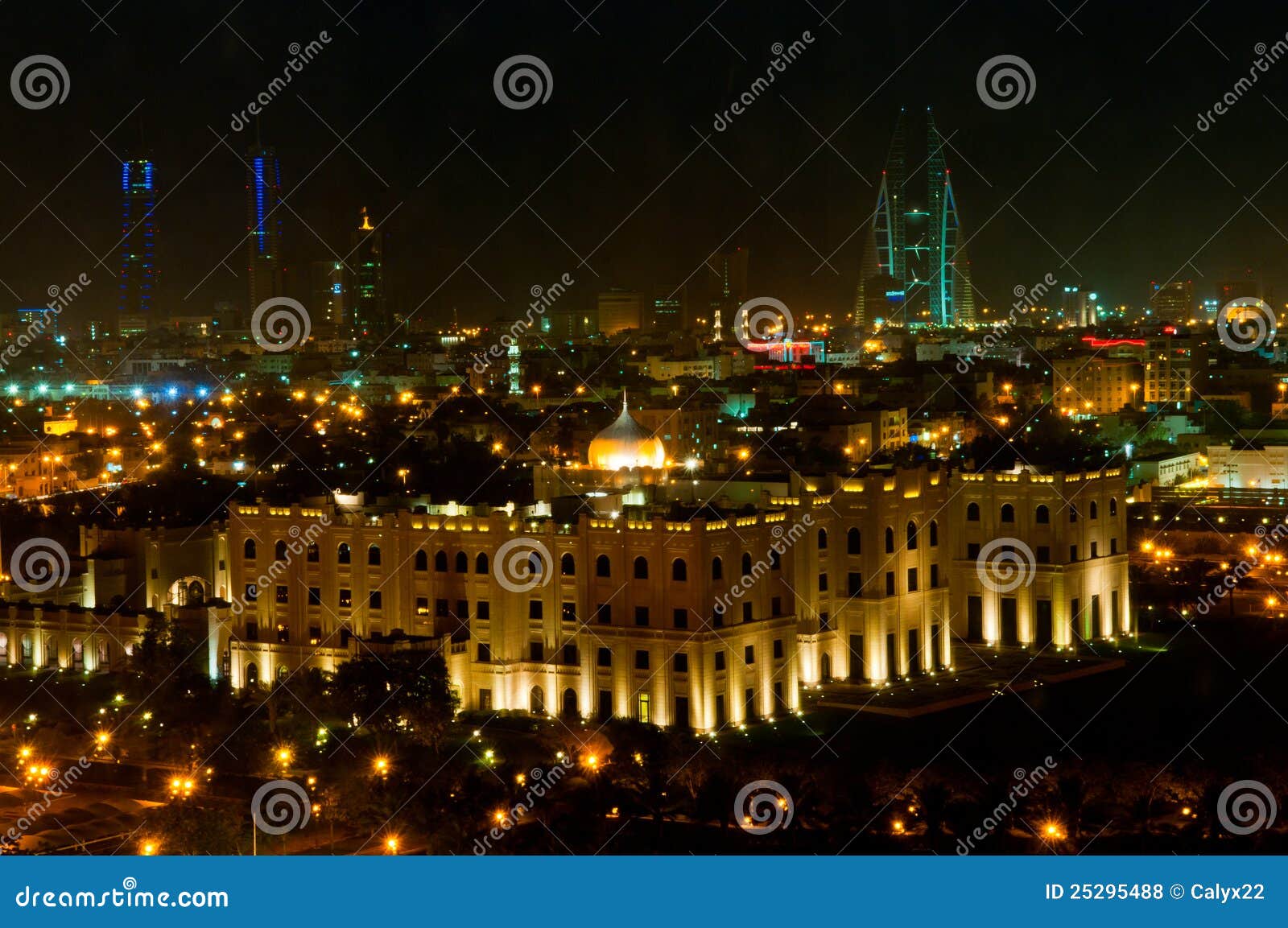 Bahrain Skyline at Night stock photo. Image of night - 25295488