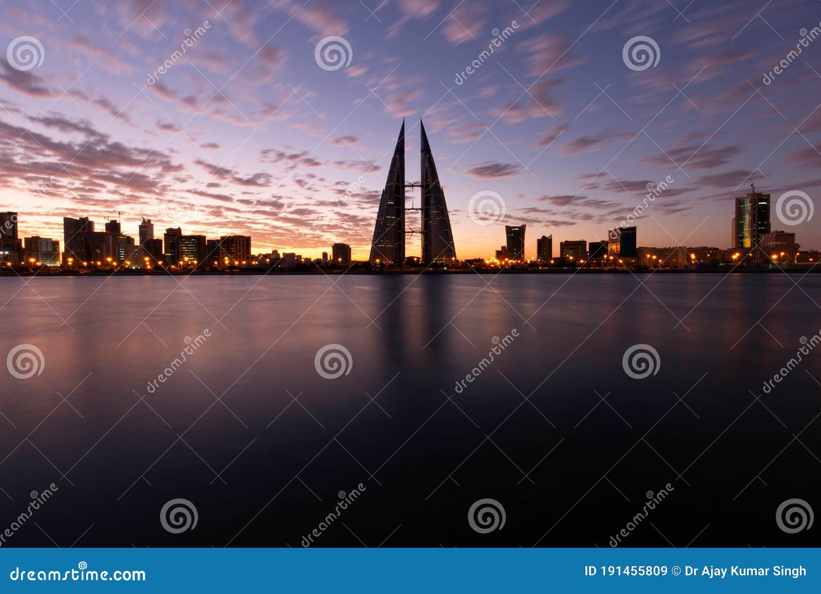 Bahrain Skyline during Sunrise. a Long Exposure Image Showing the ...