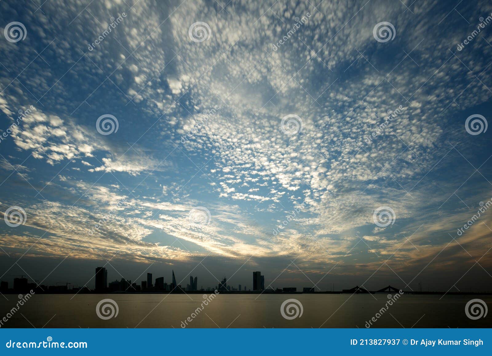 Bahrain Skyline at Sunset with Beautiful Clouds, HDR Stock Image ...