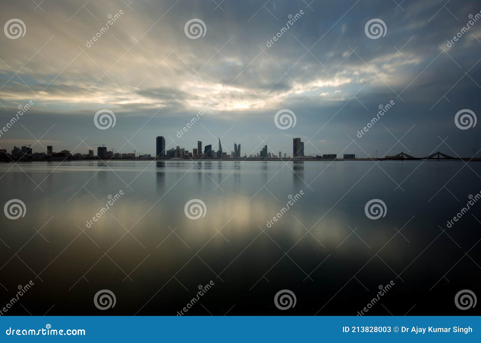 Bahrain Skyline during Sunset with Beautiiful Clouds Stock Image ...