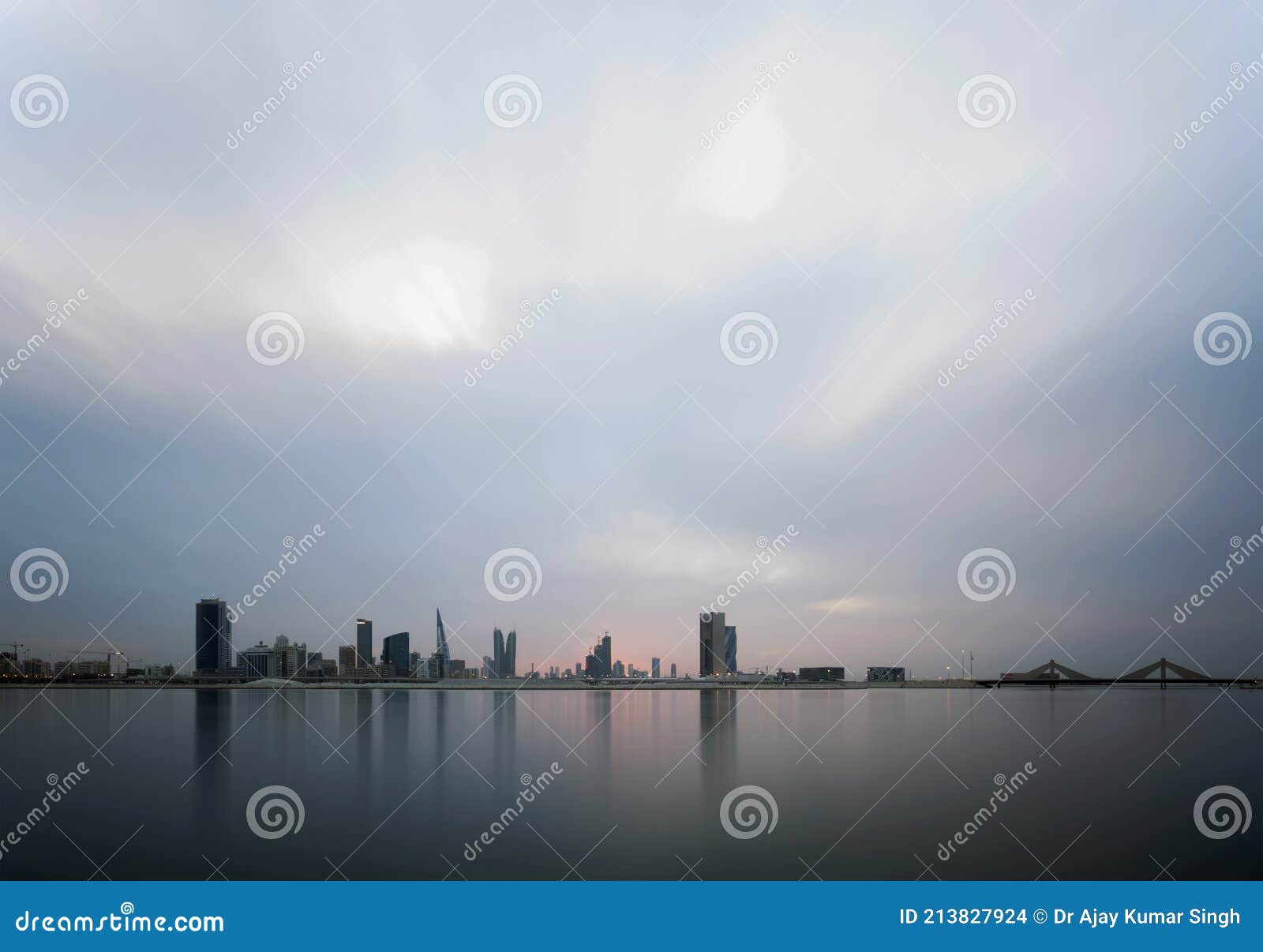 Bahrain Skyline at Sunset, Long Exposure Shot Stock Photo - Image of ...