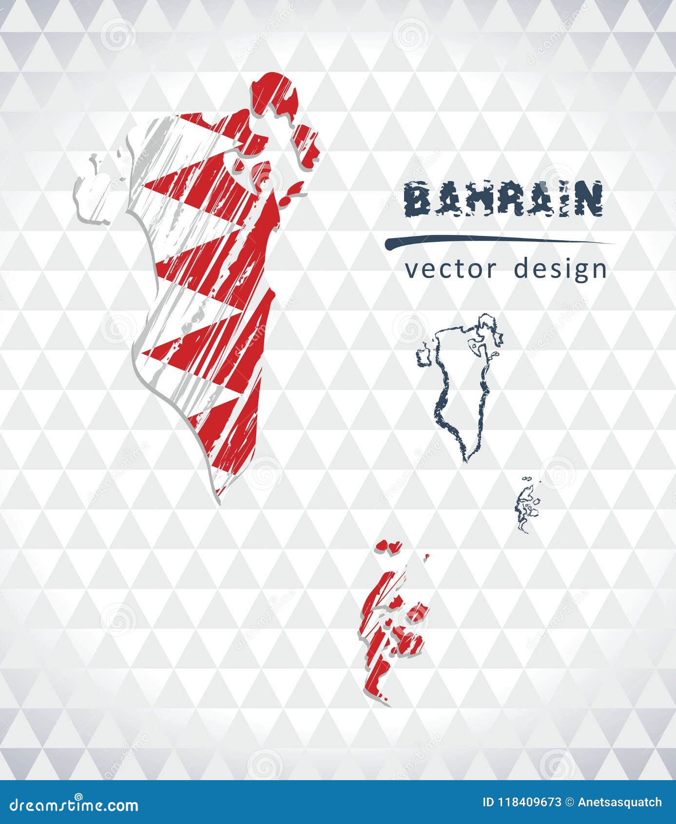 Bahrain Vector Map with Flag Inside Isolated on a White Background ...