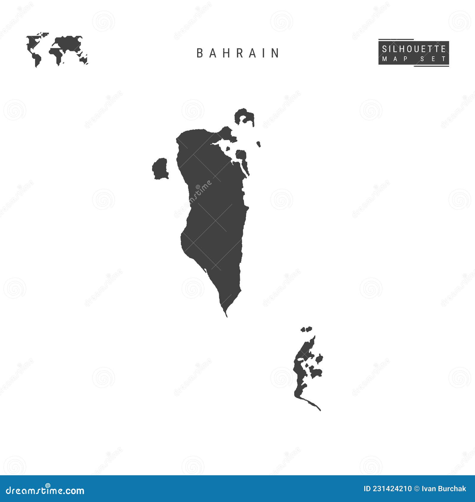 Bahrain Vector Map Isolated on White Background. High-Detailed Black ...