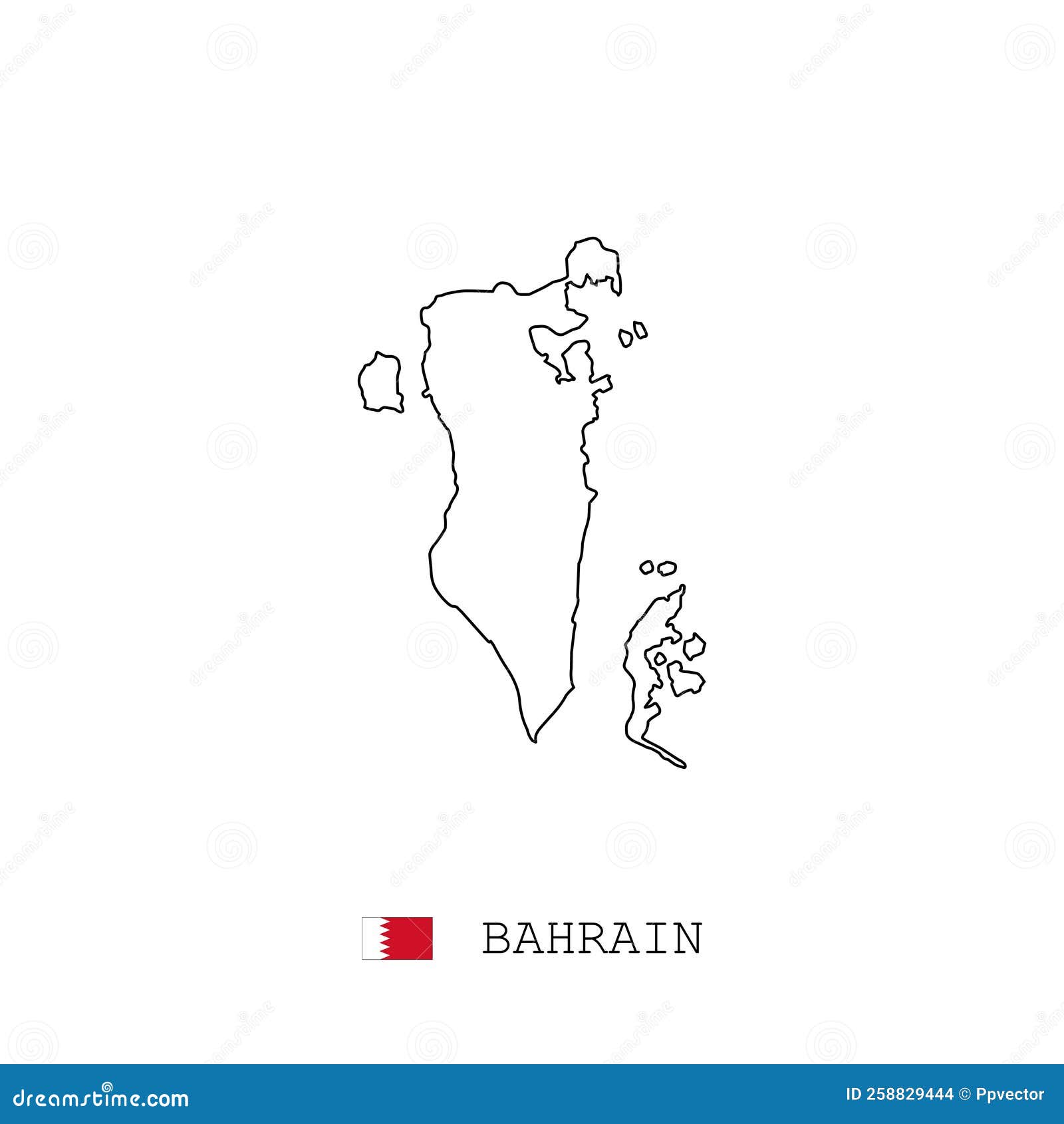 Bahrain Vector Map Outline, Line, Linear. Bahrain Black Map on White ...