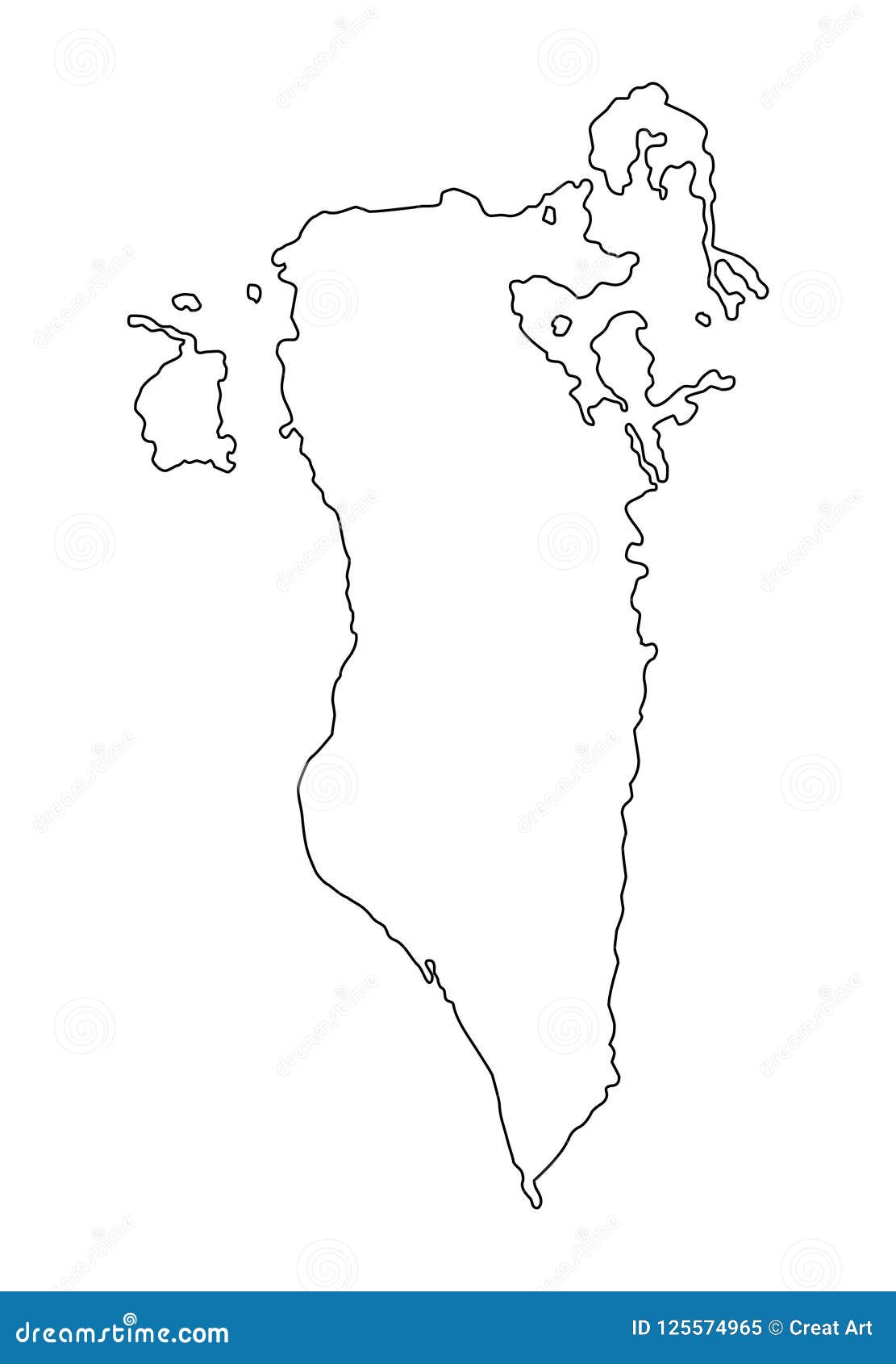 Bahrain Outline Map Country Shape State Borders National Symbol Flag ...