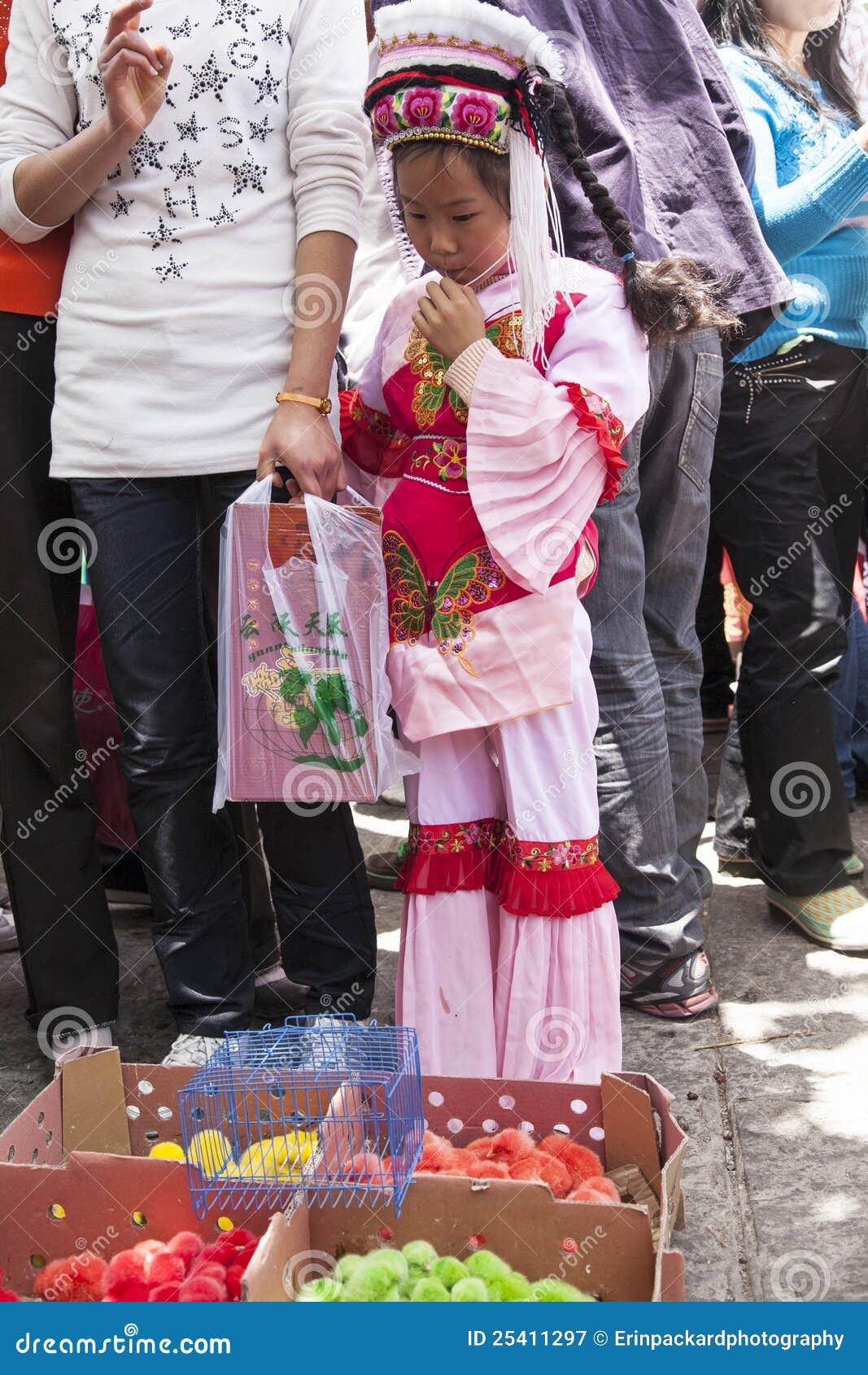 Bai Chinese Girl Looking at Dyed Chicks Editorial Photography - Image ...