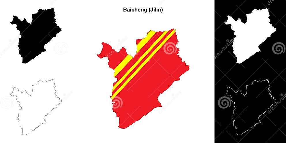 Baicheng outline map stock illustration. Illustration of tourism ...