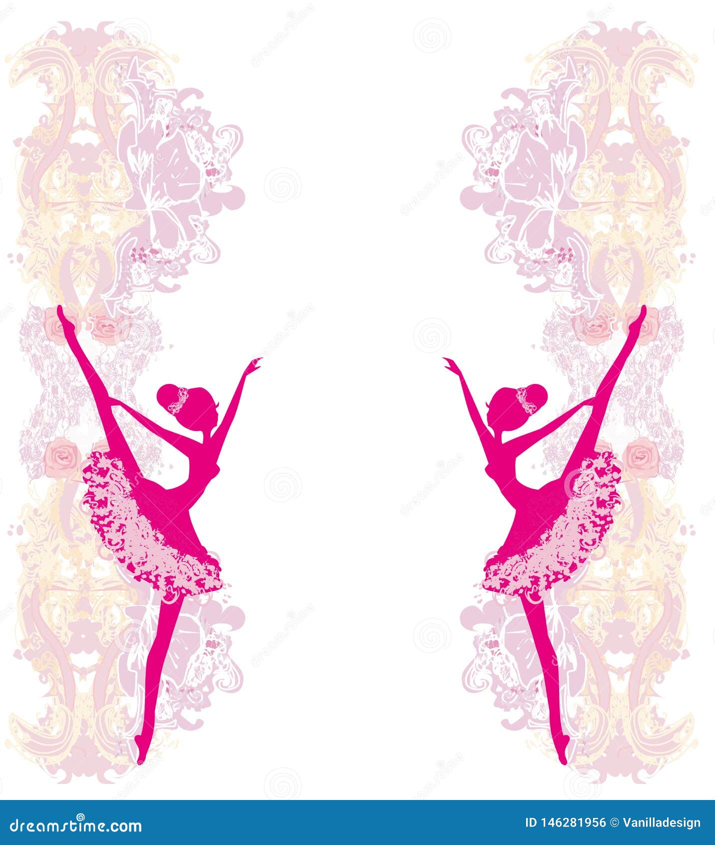 Bailarina Hermosa - Marco Del Vintage Ilustración del Vector ...