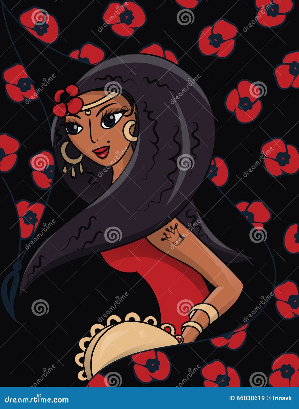 Bailarín gitano hermoso ilustración del vector. Ilustración de fortuna - 66038619