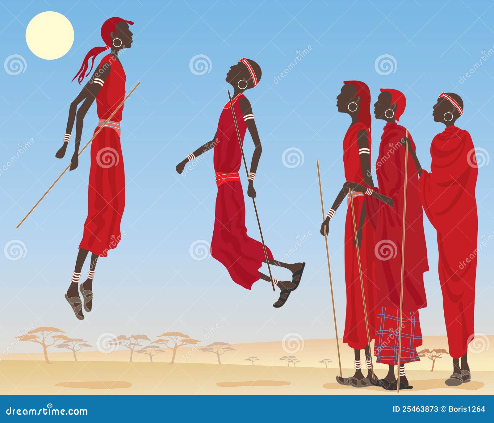 Baile del Masai ilustración del vector. Ilustración de étnico - 25463873