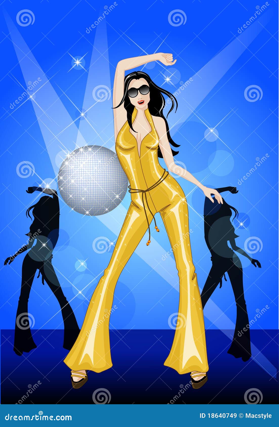 Baile en el disco ilustración del vector. Ilustración de noche - 18640749