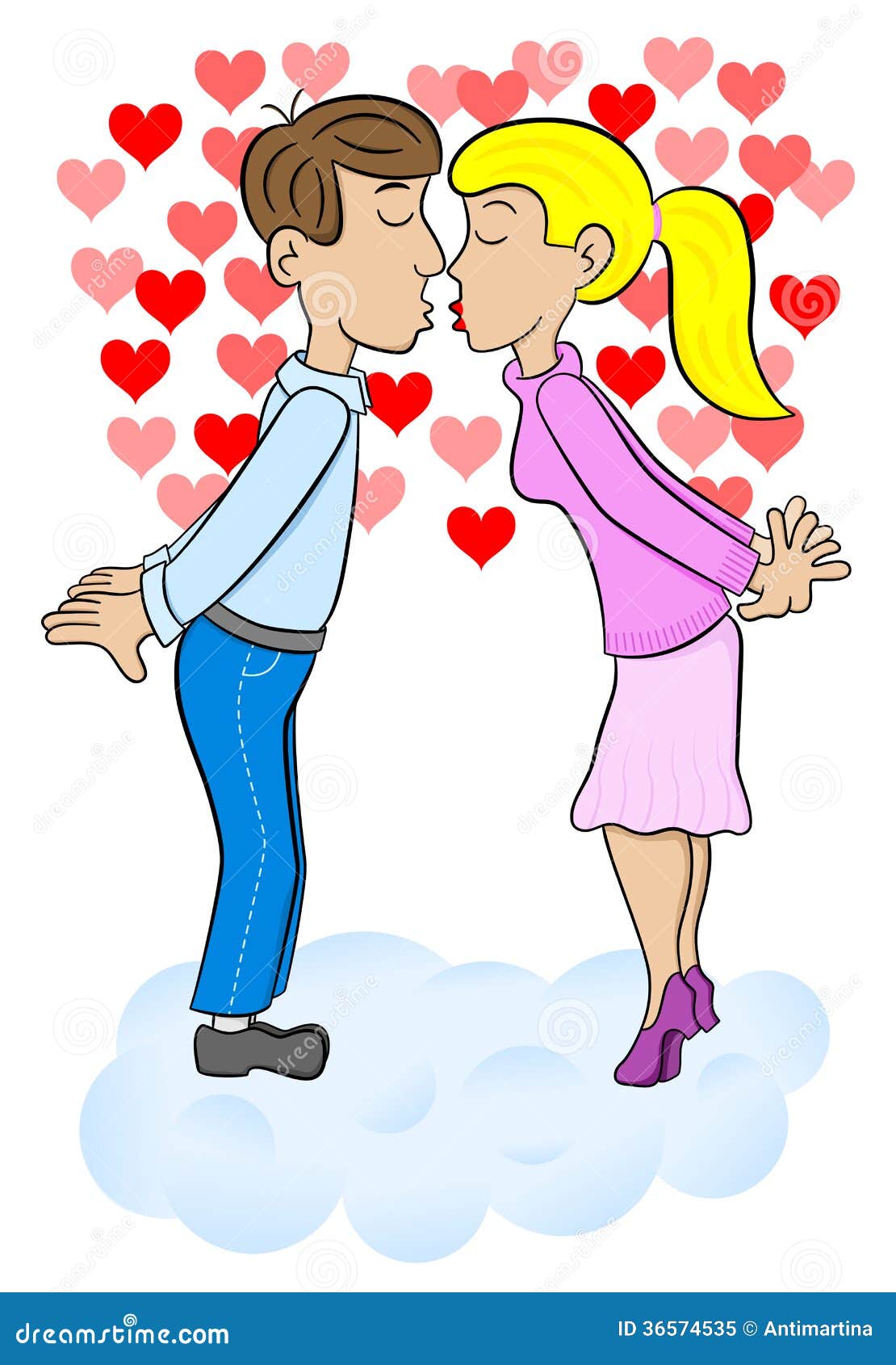 Baisers Des Couples Sur Le Nuage Neuf Illustration de Vecteur ...