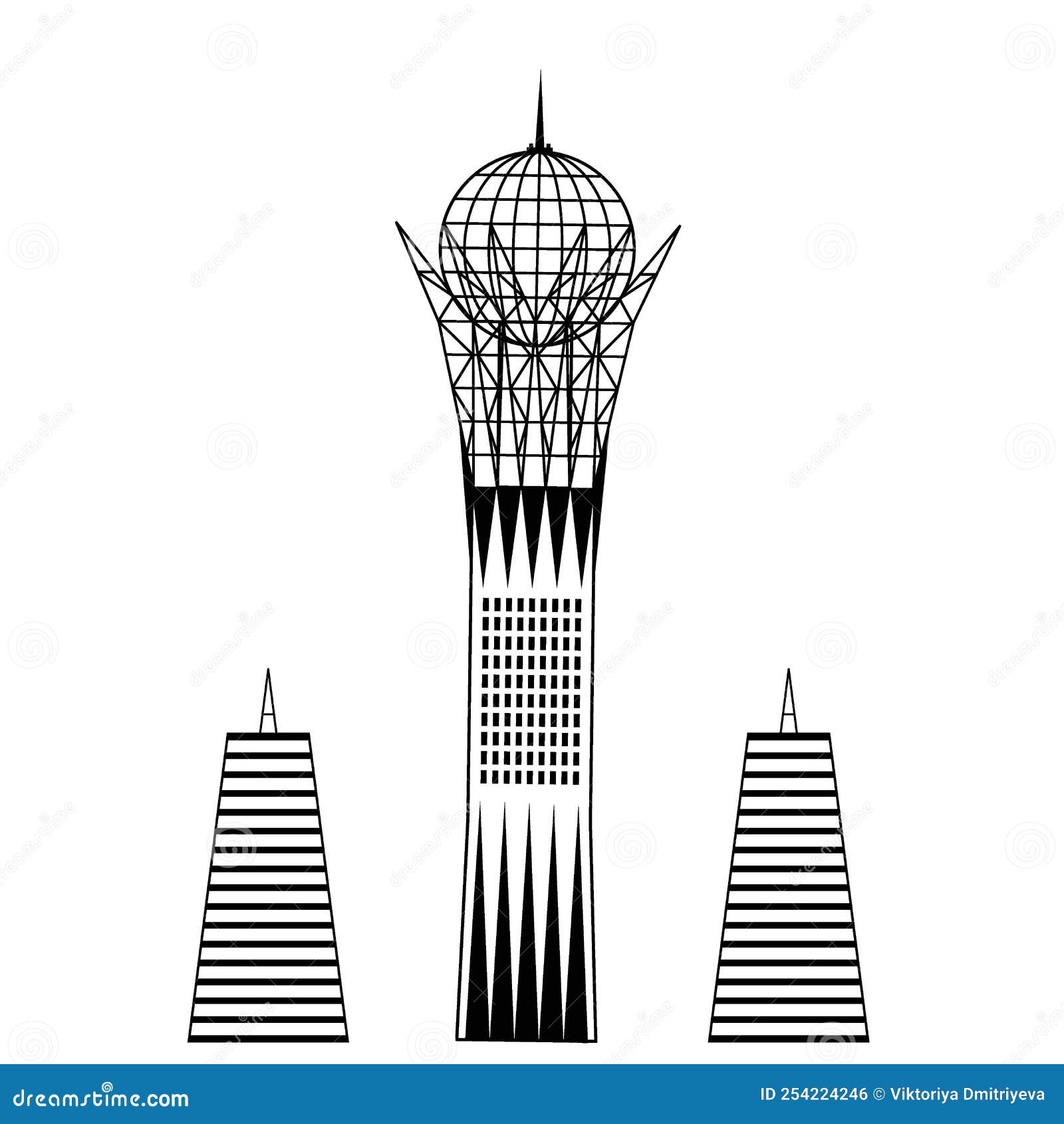 Baiterek_line stock vector. Illustration of structure - 254224246