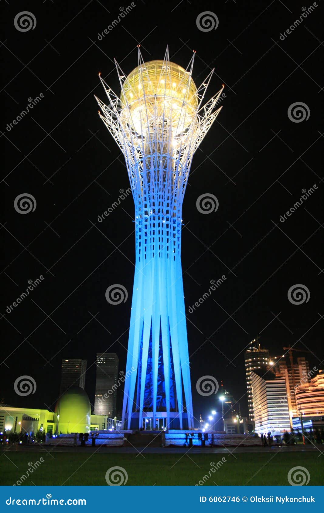 Baiterek at night stock photo. Image of tower, high, baiterek - 6062746