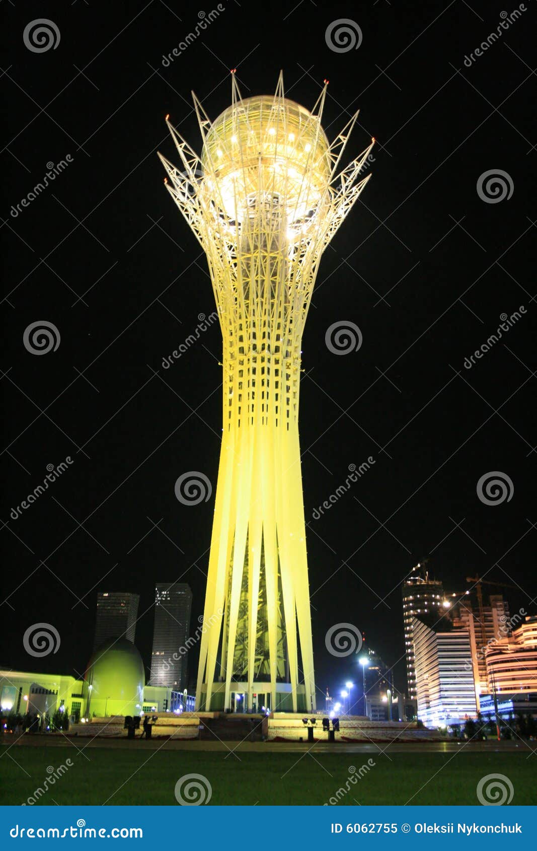 Baiterek at night stock image. Image of background, baiterek - 6062755