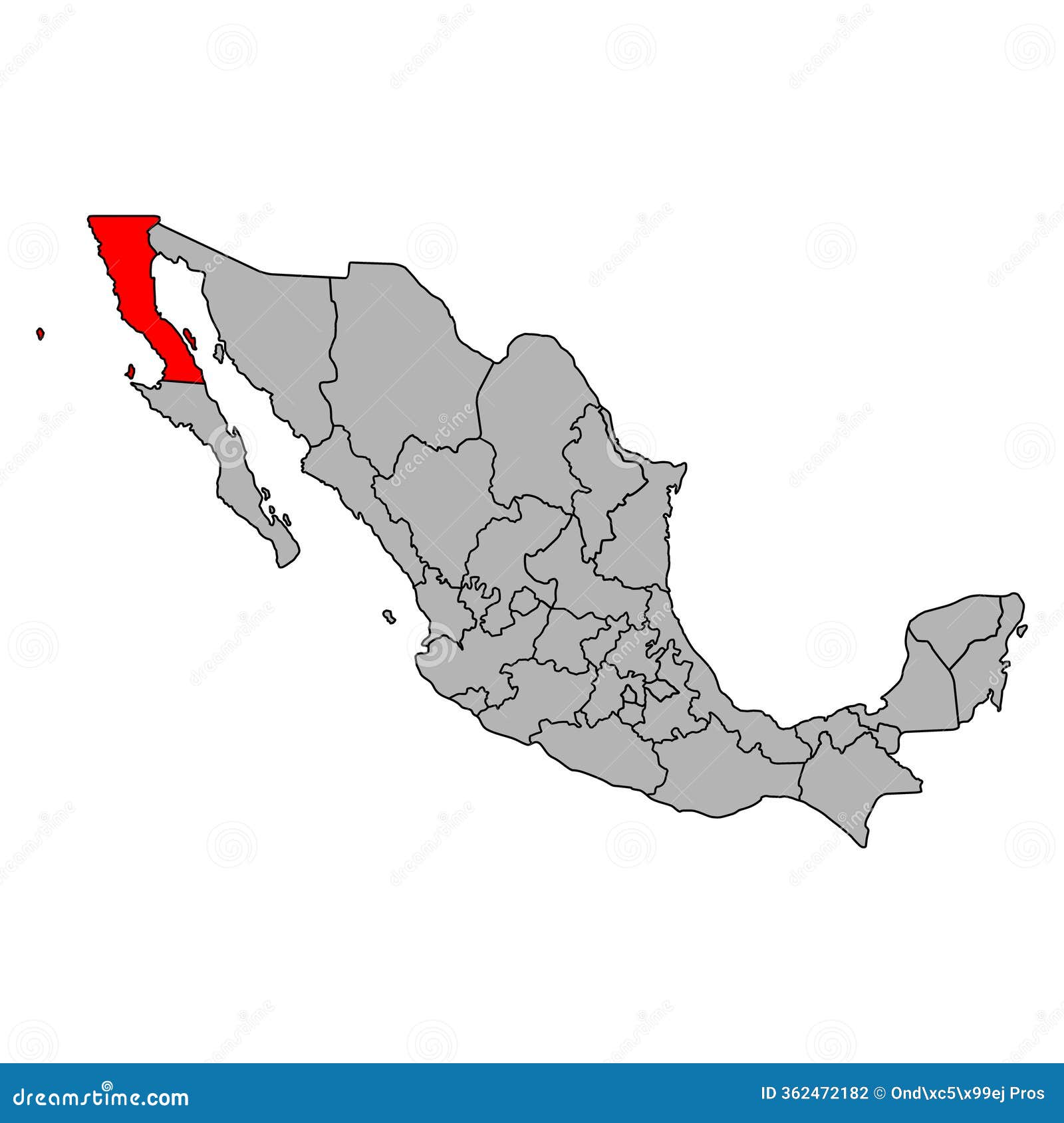 Baja California Sur Mexico Silhouette Map With Transparent Background ...