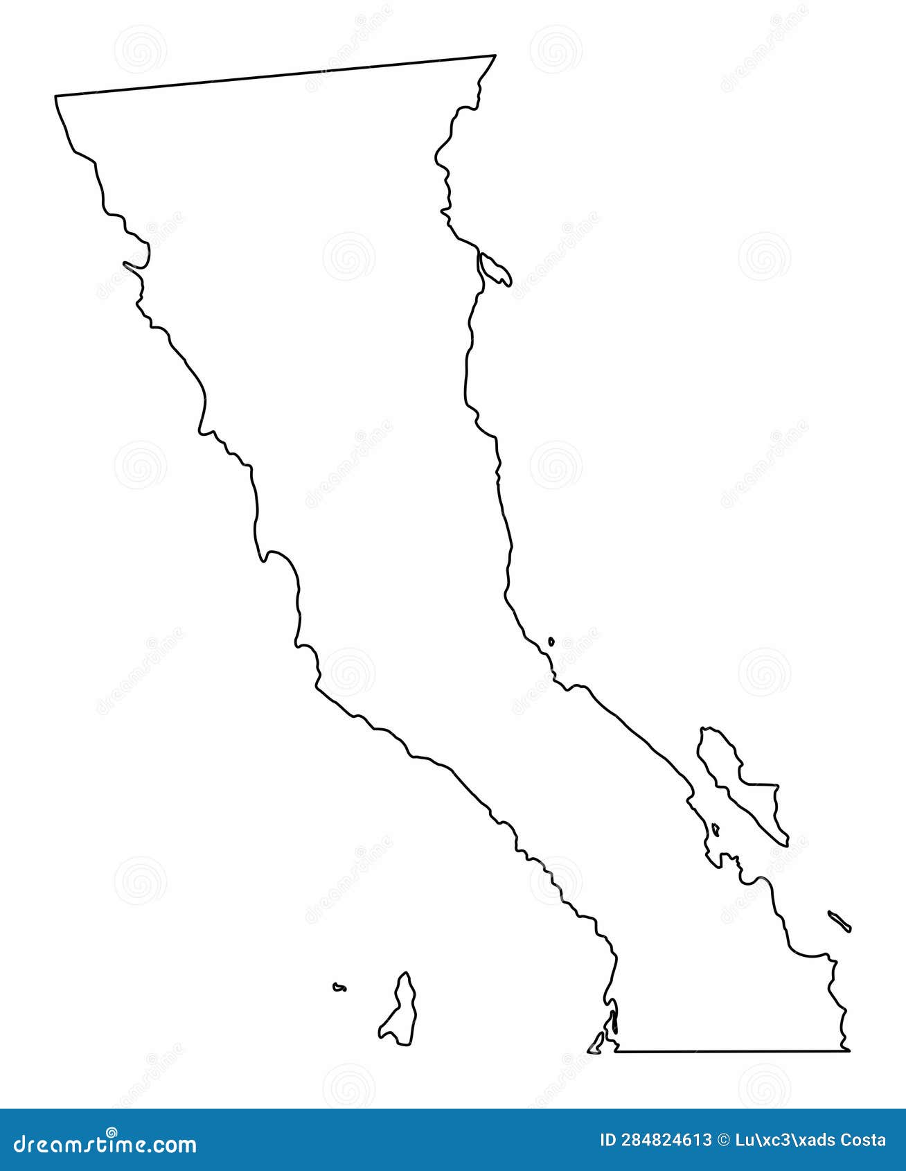 Baja California Outline Map Stock Vector - Illustration of banner ...