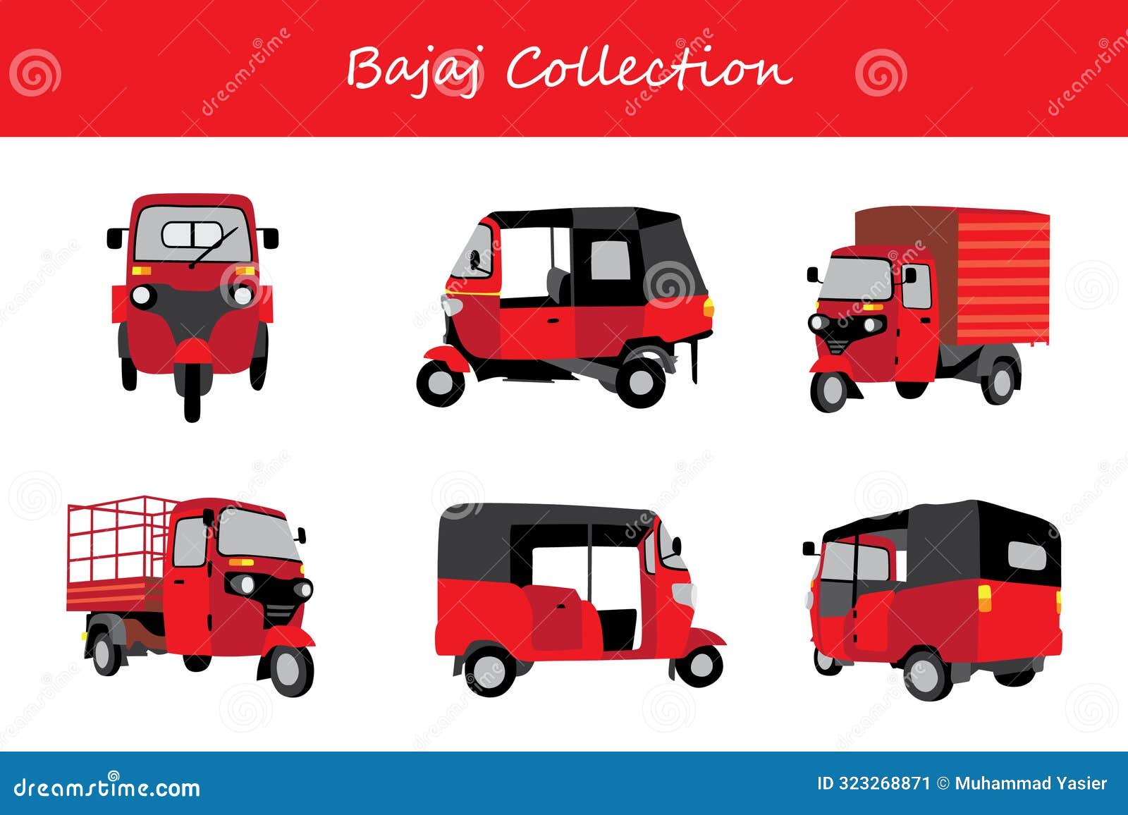 Bajaj Collection. Bajaj in Different Poses. Vector Illustration Stock ...