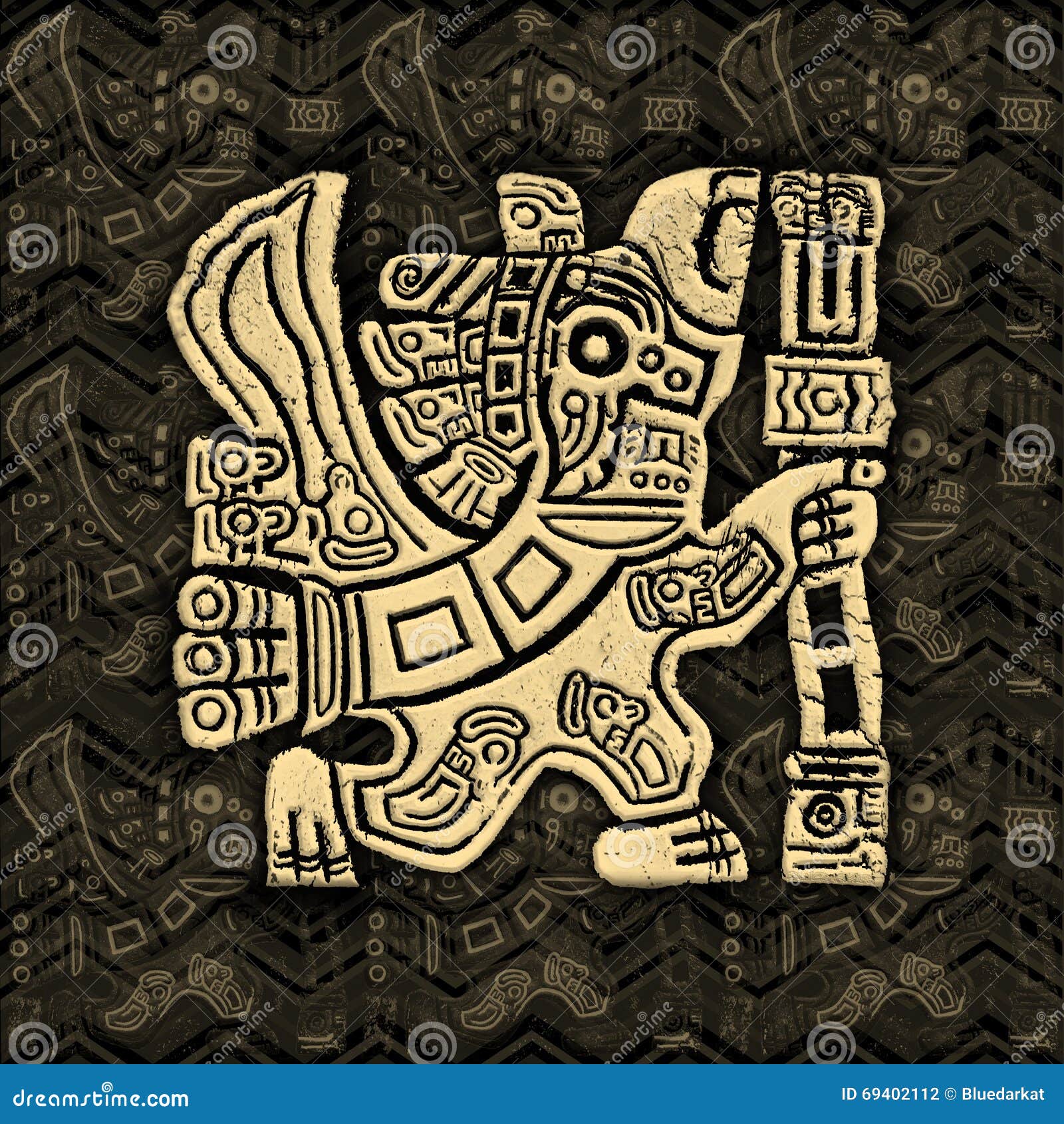 Bajorrelieve De Eagle Warrior Grunge Del Azteca Stock de ilustración ...