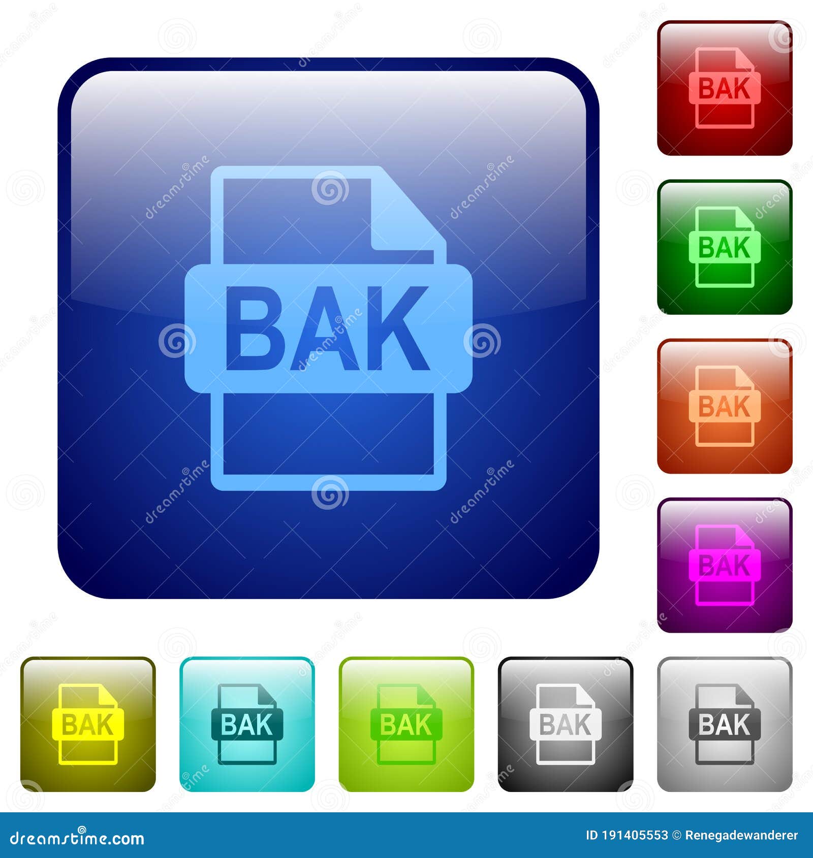 BAK File Format Color Square Buttons Stock Vector - Illustration of ...