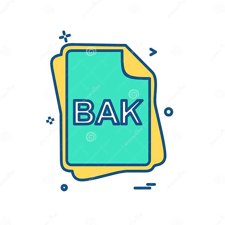 BAK File Type Icon Design Vector Stock Vector - Illustration of ...