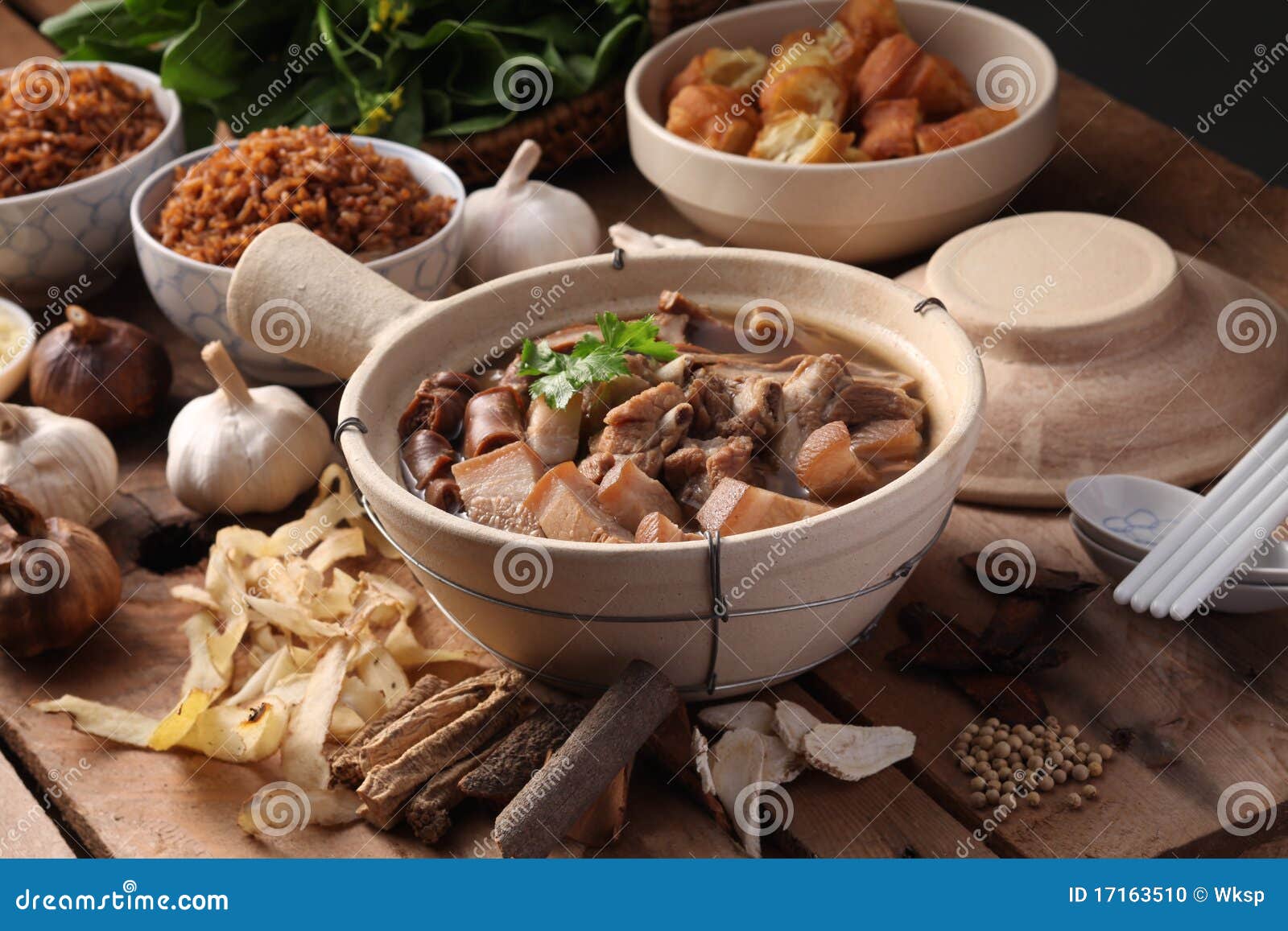 Bak Kut Teh stock photo. Image of onions, soup, meat - 17163510