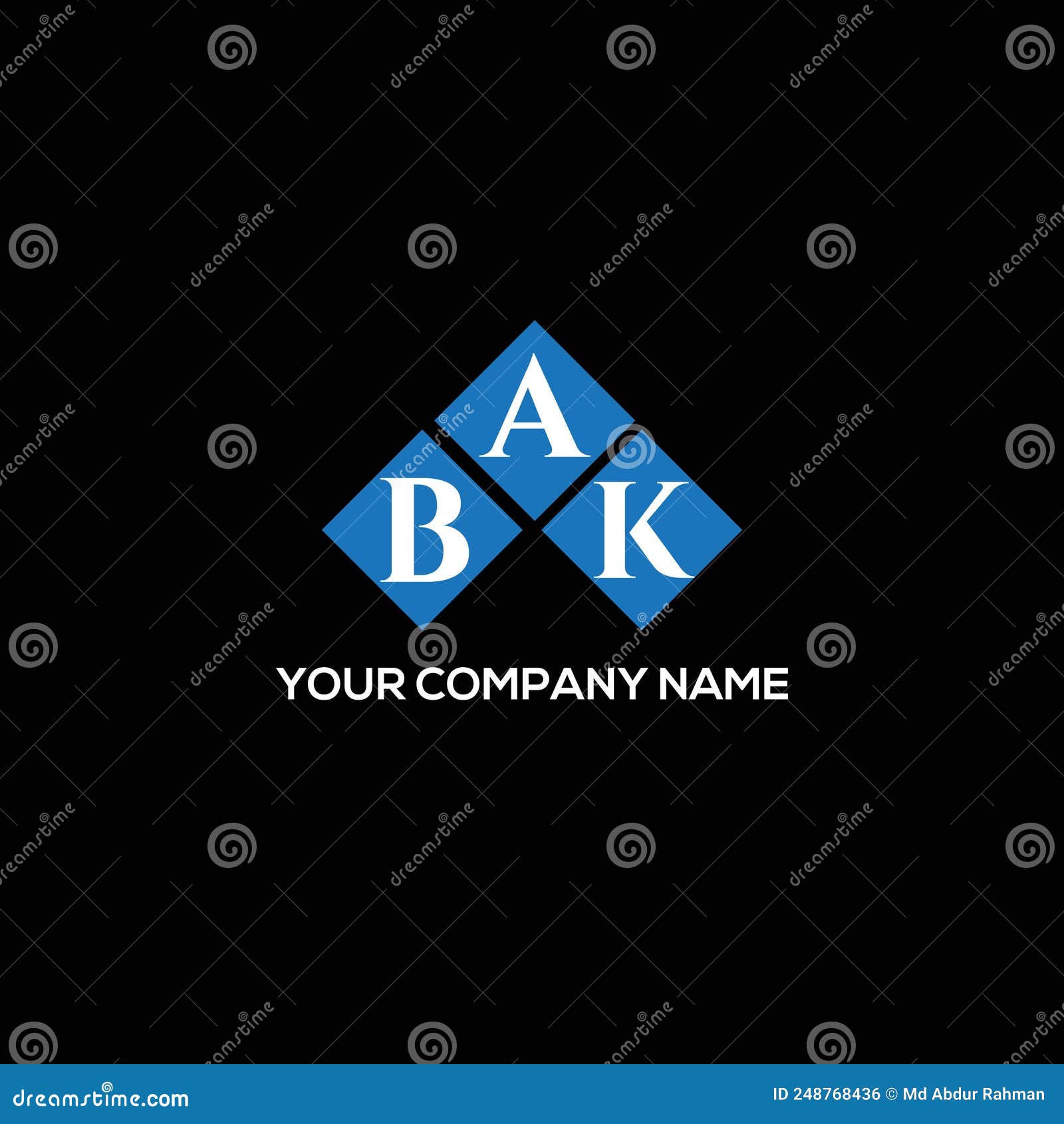 BAK Letter Logo Design on BLACK Background. BAK Creative Initials ...