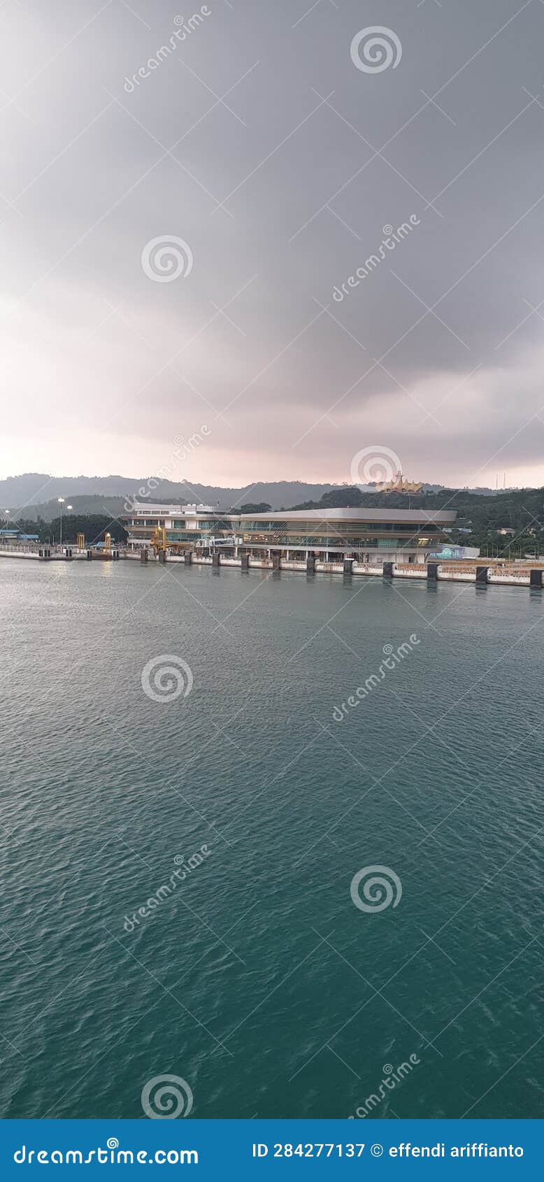 Bakauheni Harbor when the Waves are Calm in the Afternoon Stock Image ...