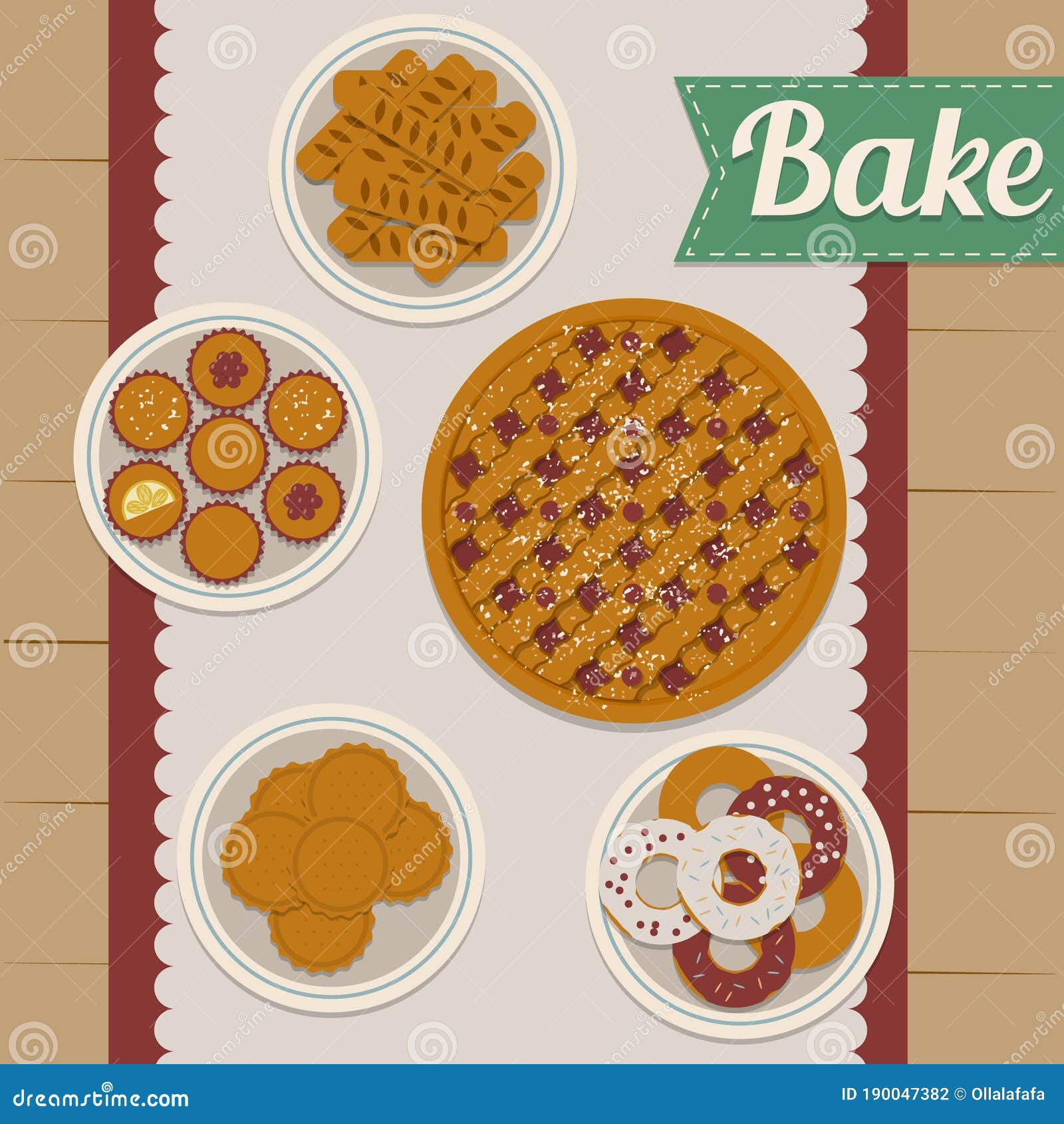 Bake Illustration. Flat Design in Retro Colors Stock Vector ...
